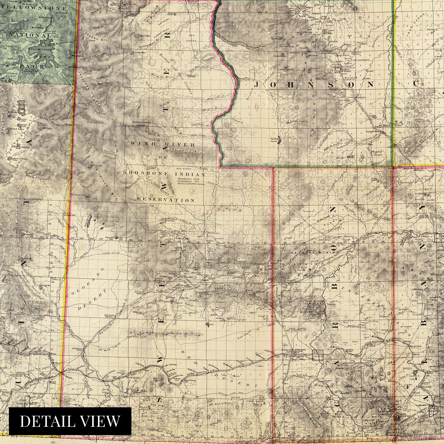 Snapklik.com : Vintage 1883 Map Of Wyoming - 18x24 Inch Vintage Wyoming ...