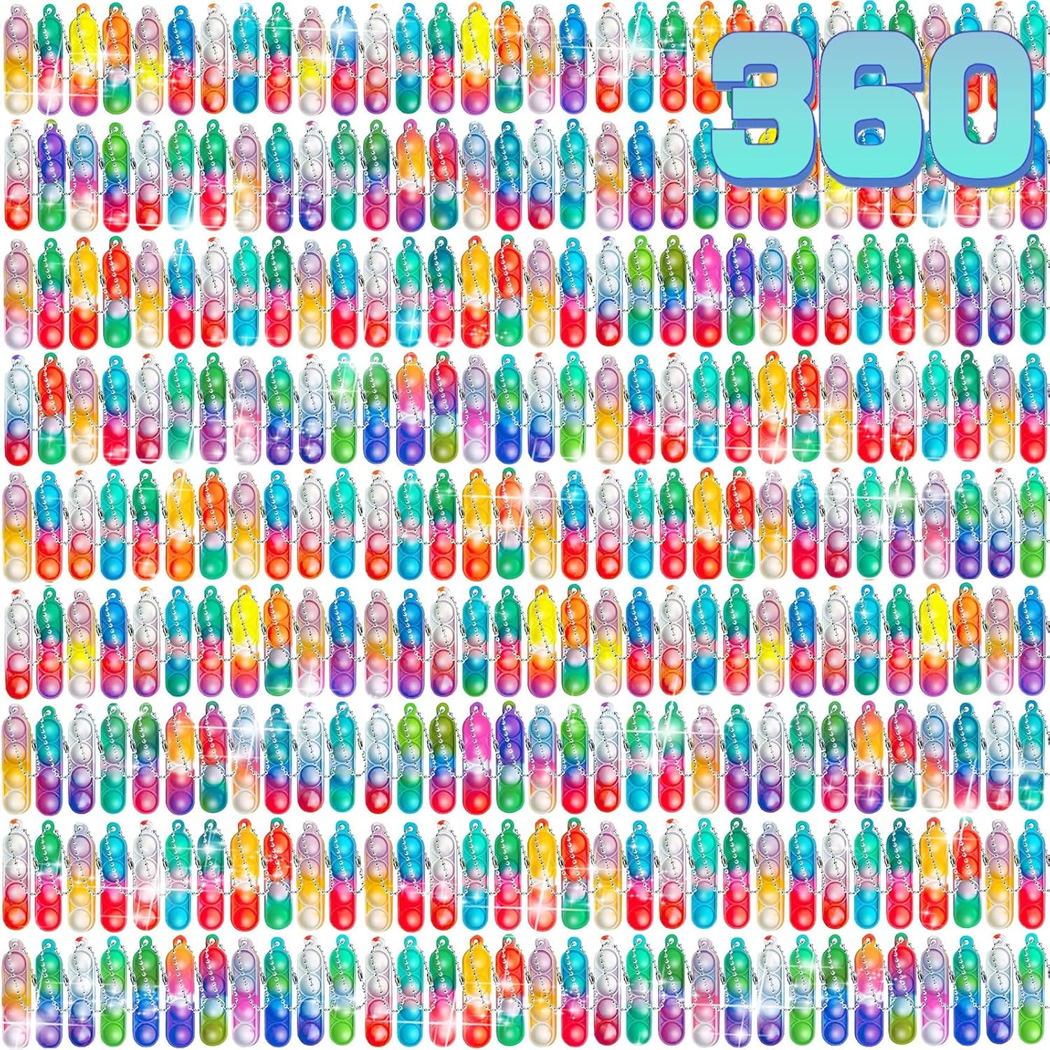 Amazon.com: 360 Pcs Rectangle Pop Keychain Mini Fidget Toys Bulk for ...