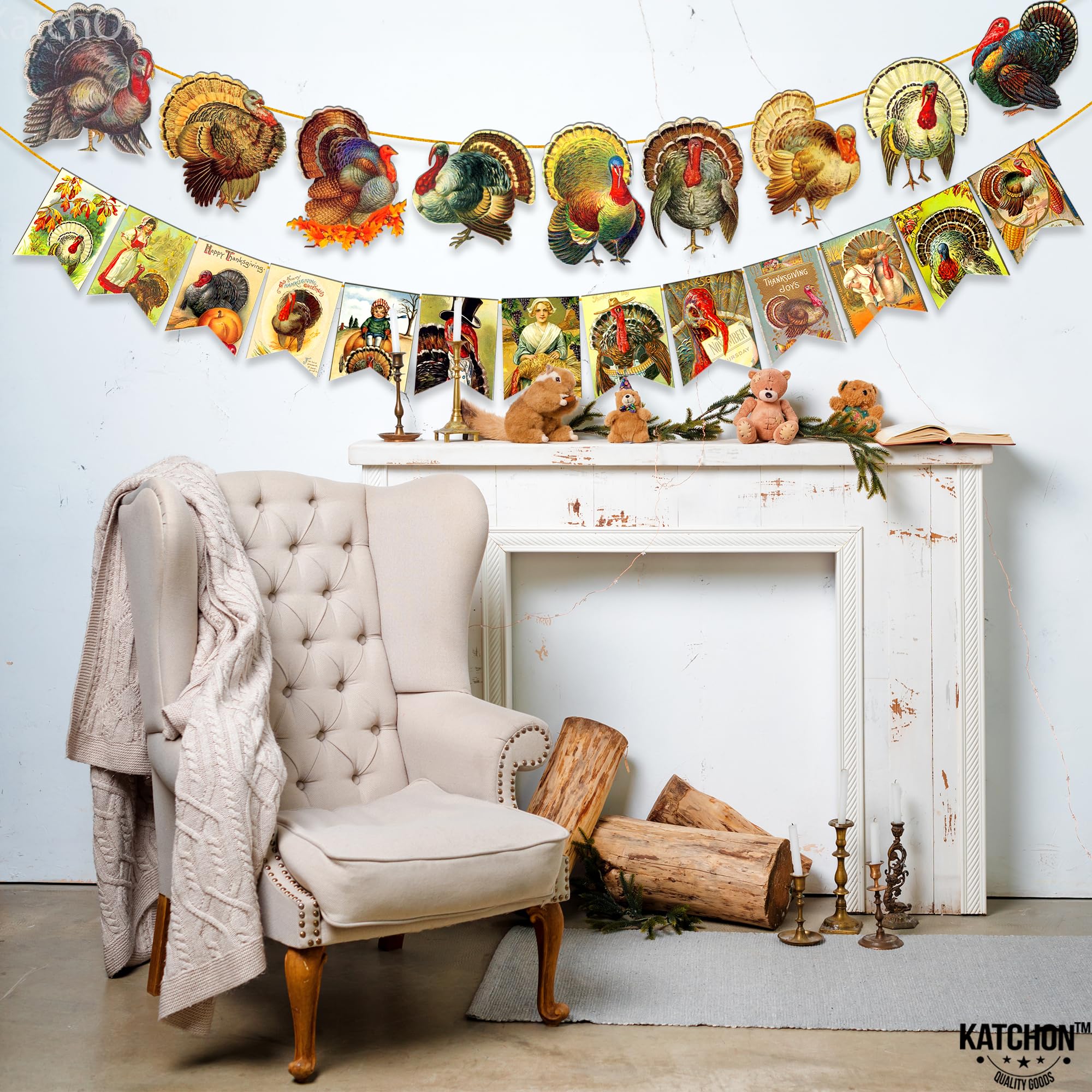 Snapklik.com : Vintage Thanksgiving Banner - 10 Feet, 2 Strings Turkey ...