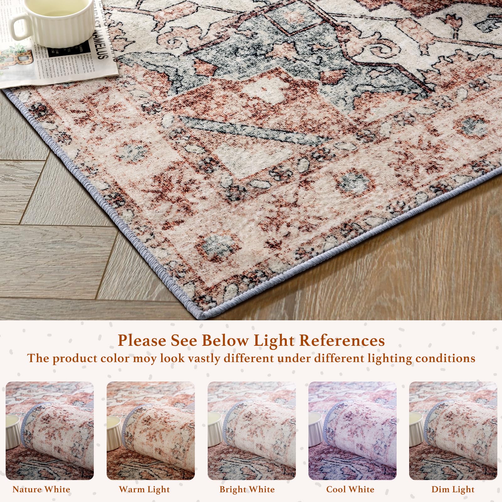 LIANLAM Washable Rug 8x10 Area Rugs for Living Room - Stain Resistant ...