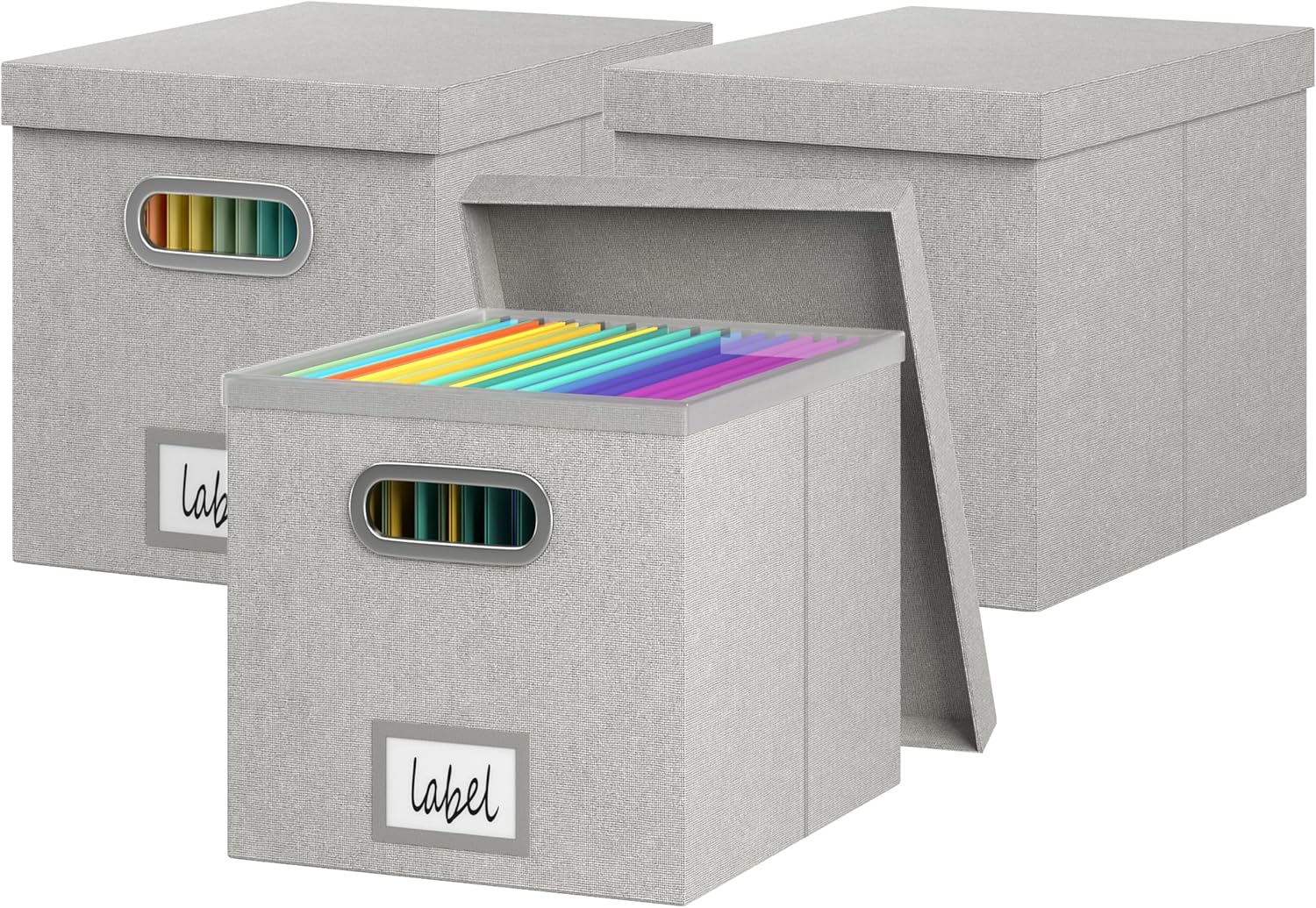 Amazon.com: GRSQYS 3 Pack File Storage Box with Lid File Boxes for ...