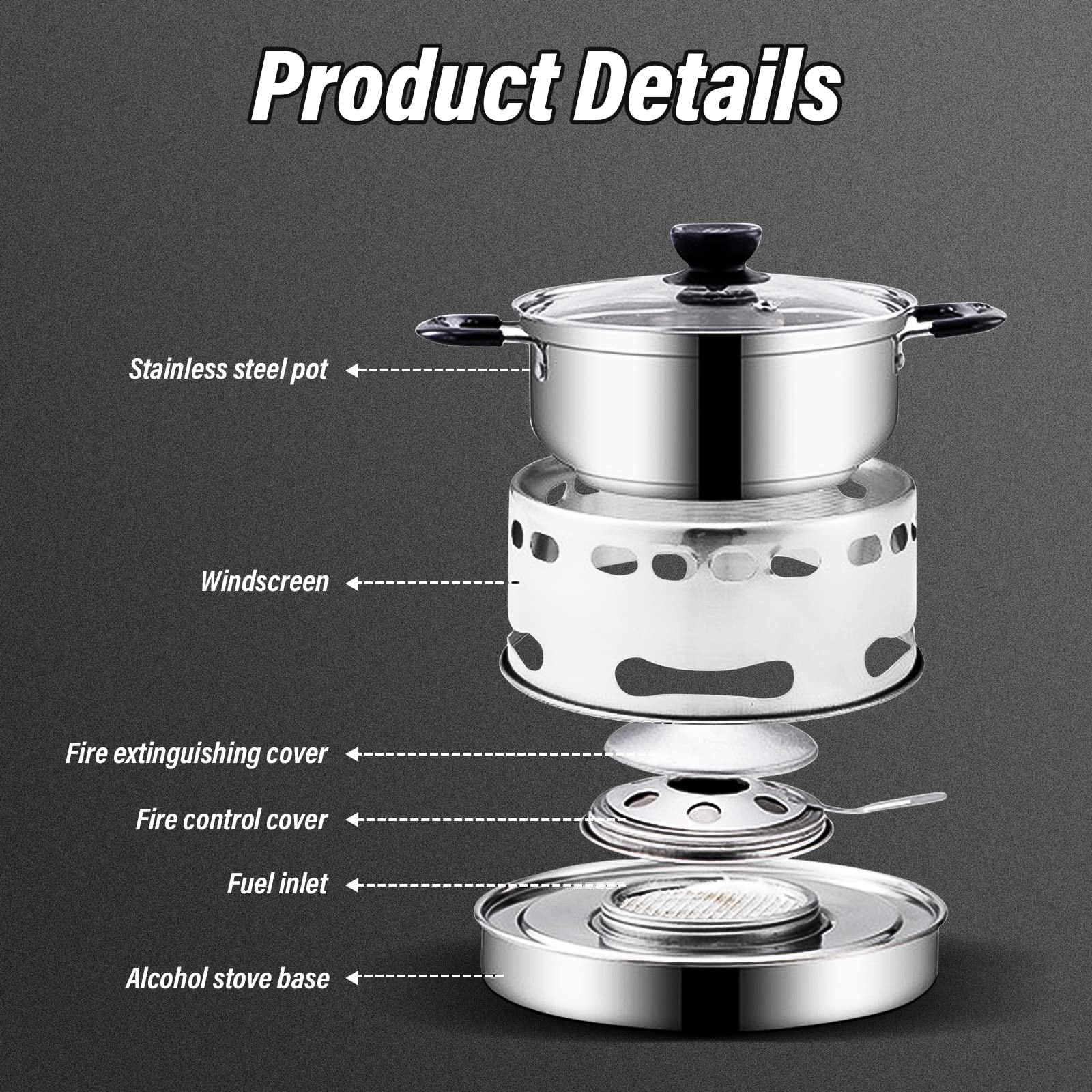 Hot Pot Alcohol Stove, Spirit Cooker with Pot, Camping Stoves Set, Gas ...
