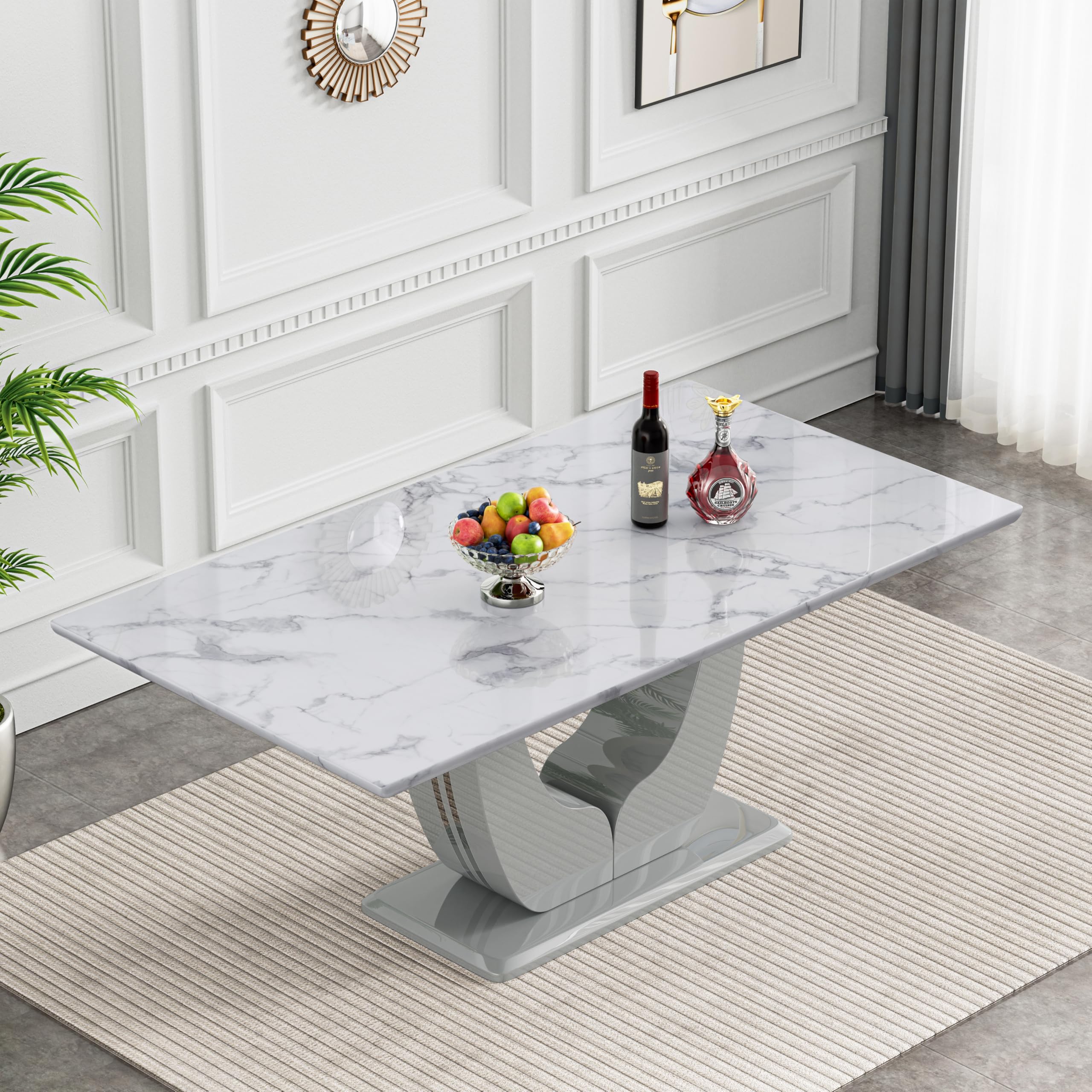 Amazon.com - HomVent 63" Dining Table, Faux Marble Kitchen Tables for 4 ...