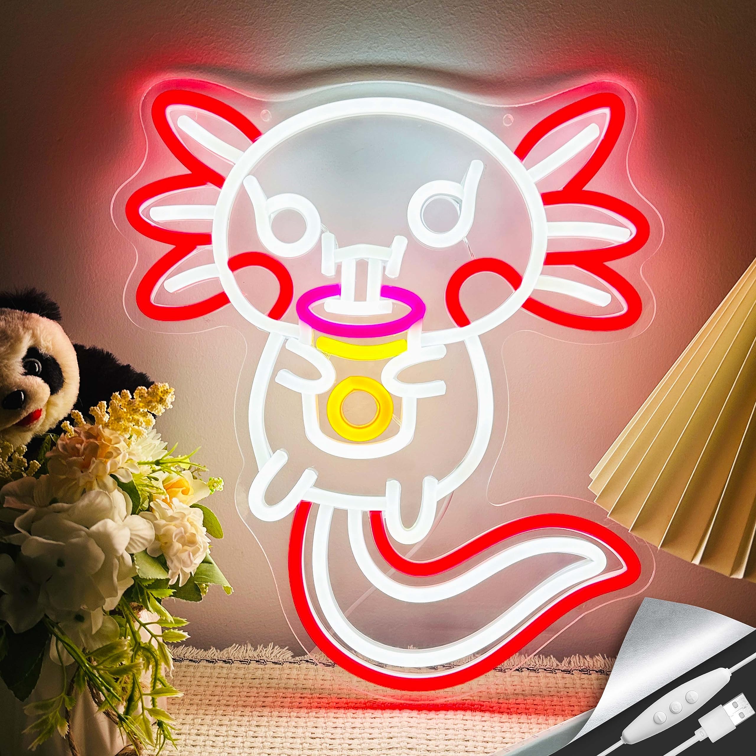 Artlast Axolotl Neon Sign Kawaii Axolotl Decor Neon Light Cute Decor ...