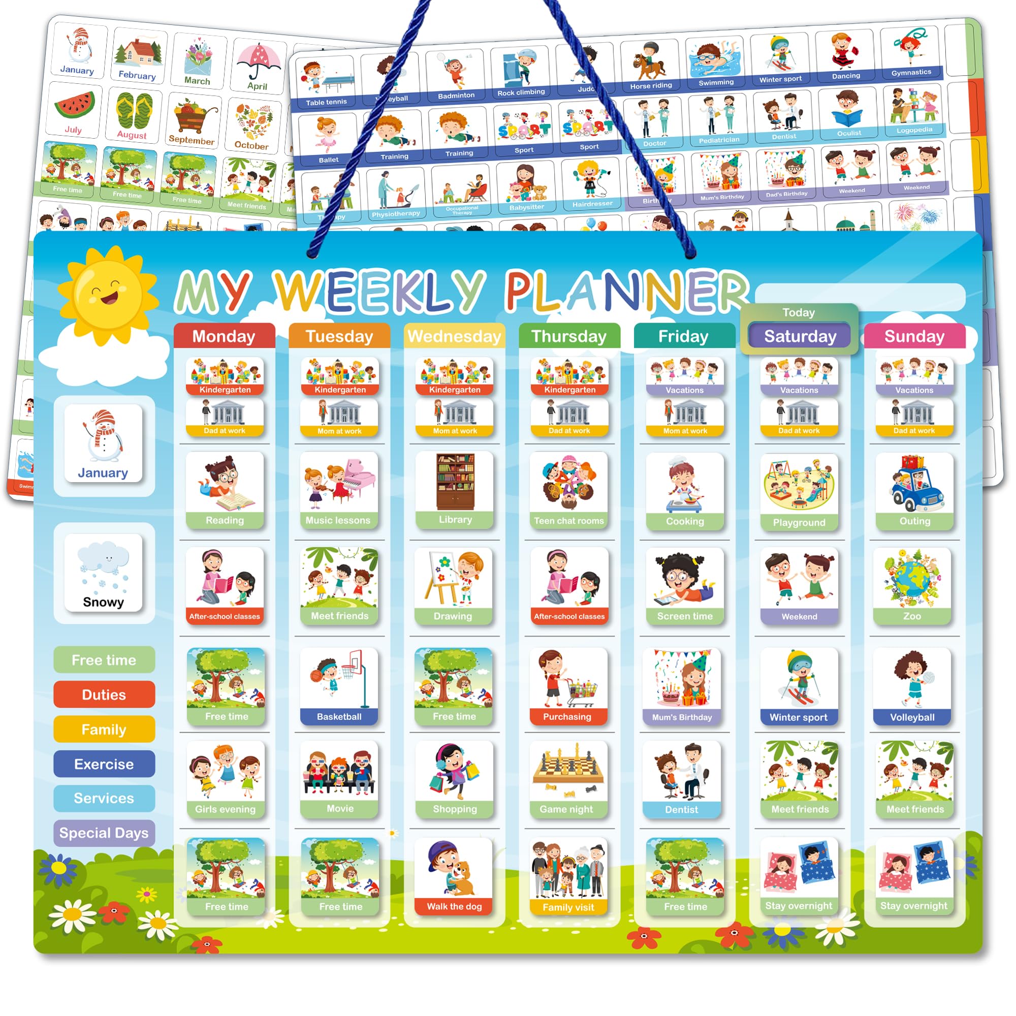 BIROYAL Visual Schedule for Kids Toddlers, Autism Visual Calendar with ...