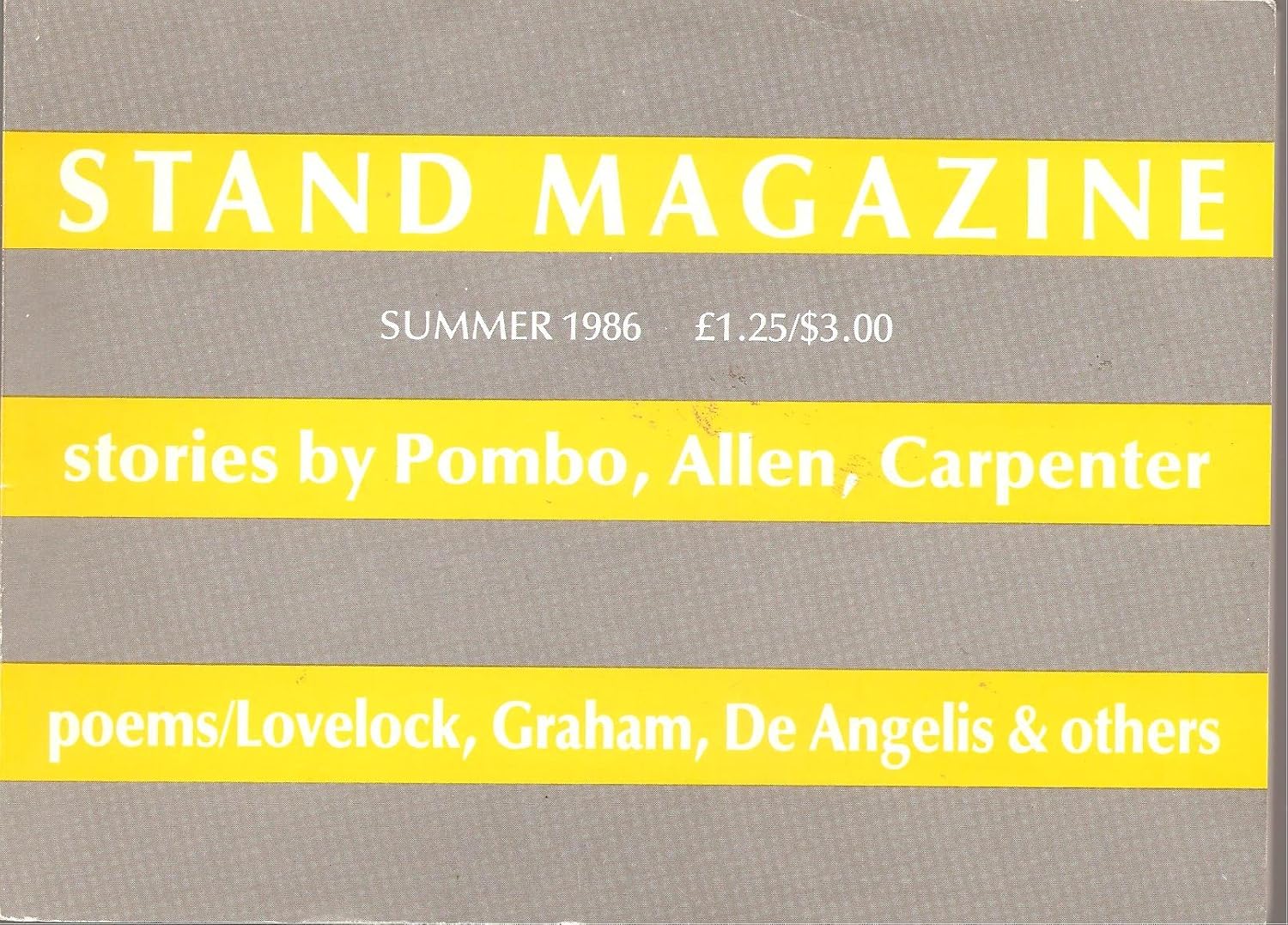 STAND MAGAZINE, Summer 1986: stories by Alvaro Pombo, M. G. Allen ...