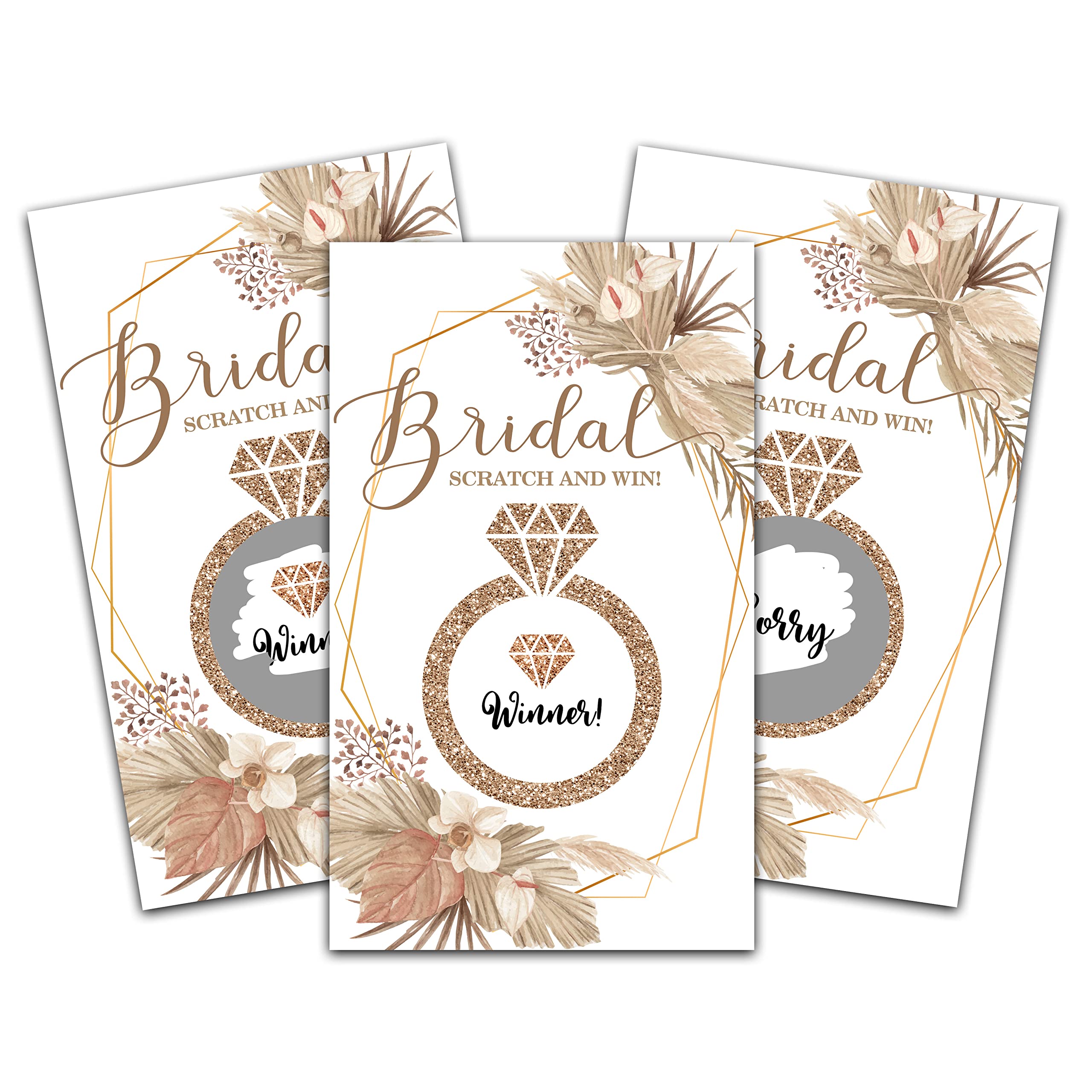 Amazon.com: Bridal Shower Scratch Off Game Cards, Pampas Grass Greenery ...