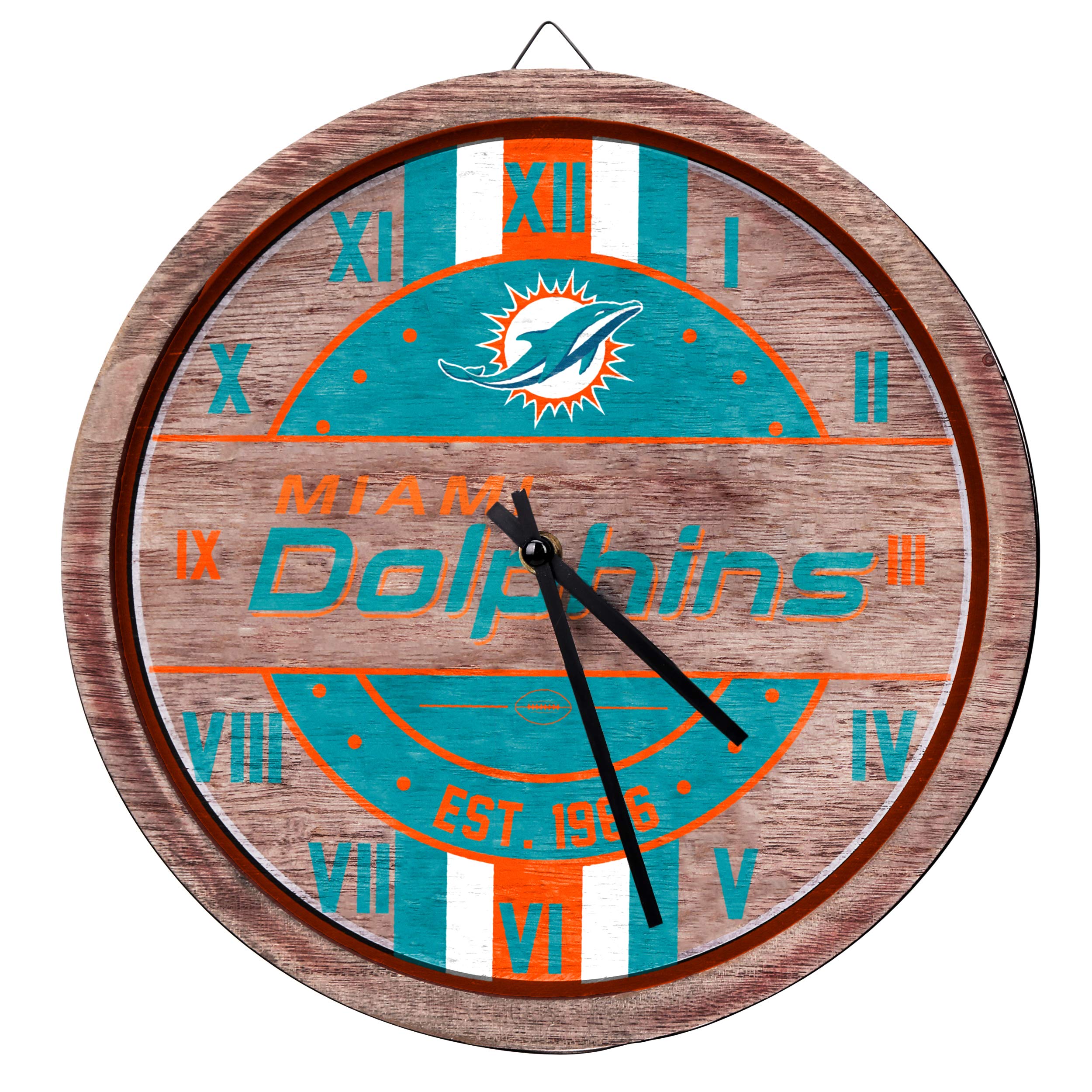 Snapklik.com : Miami Dolphins NFL Barrel Wall Clock