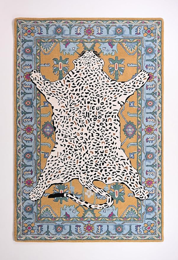 Amazon.com: Handmade Leopard Wool Area Rug with Traditional Oushak ...