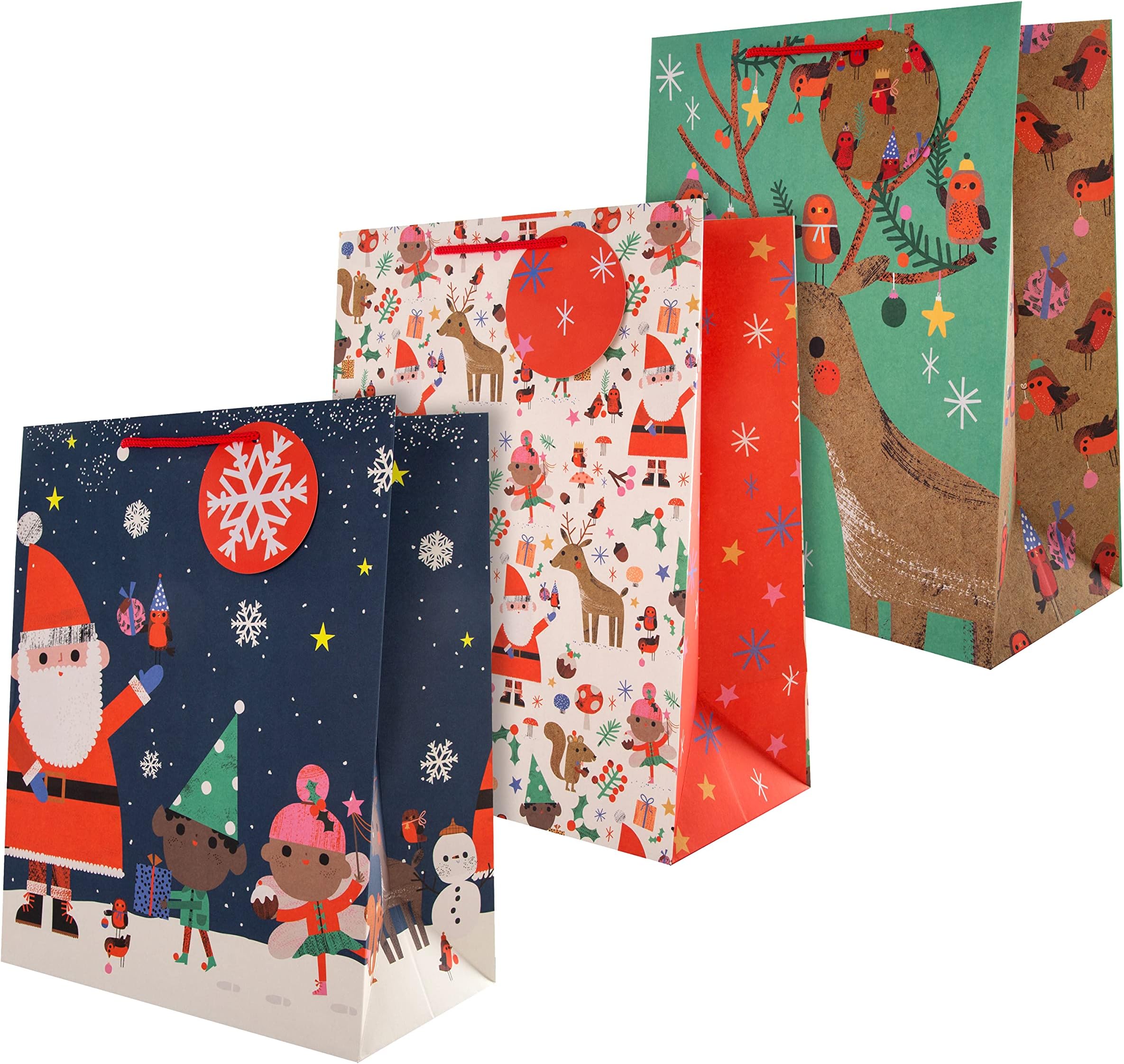 Hallmark Gift Bags, Pack of 3 Large Gift Bags, 3 Festive Santa ...