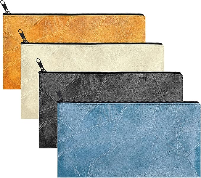 Amazon.com: Fassave 4 Pieces Zippered Deposit Bank Bag Money Pouch, PU ...