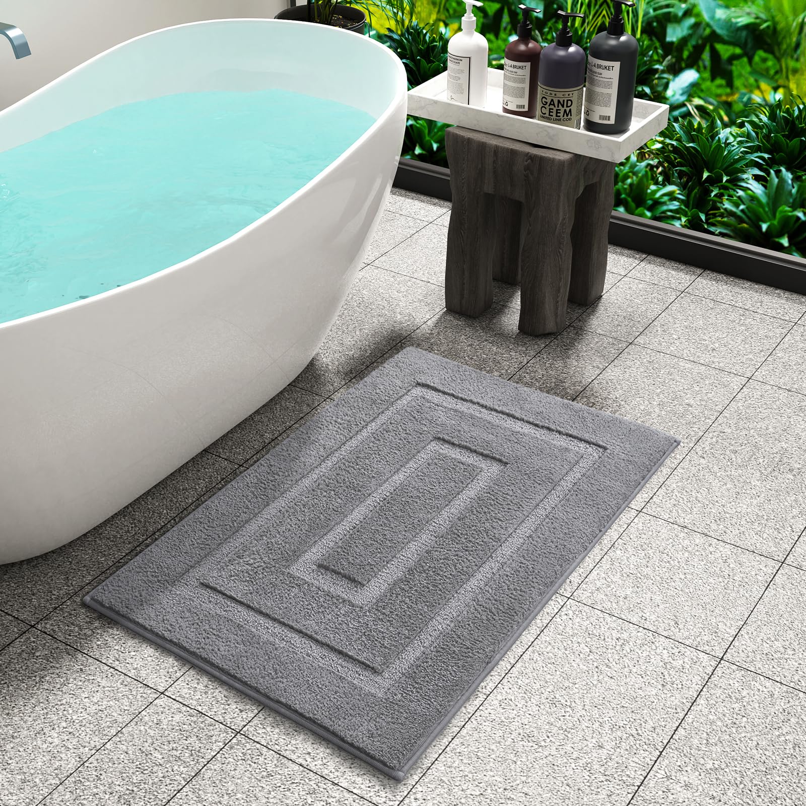 Amazon.com: HOMORE Bath Rug, Grey Bathroom Rug 24x17 Inch Soft ...