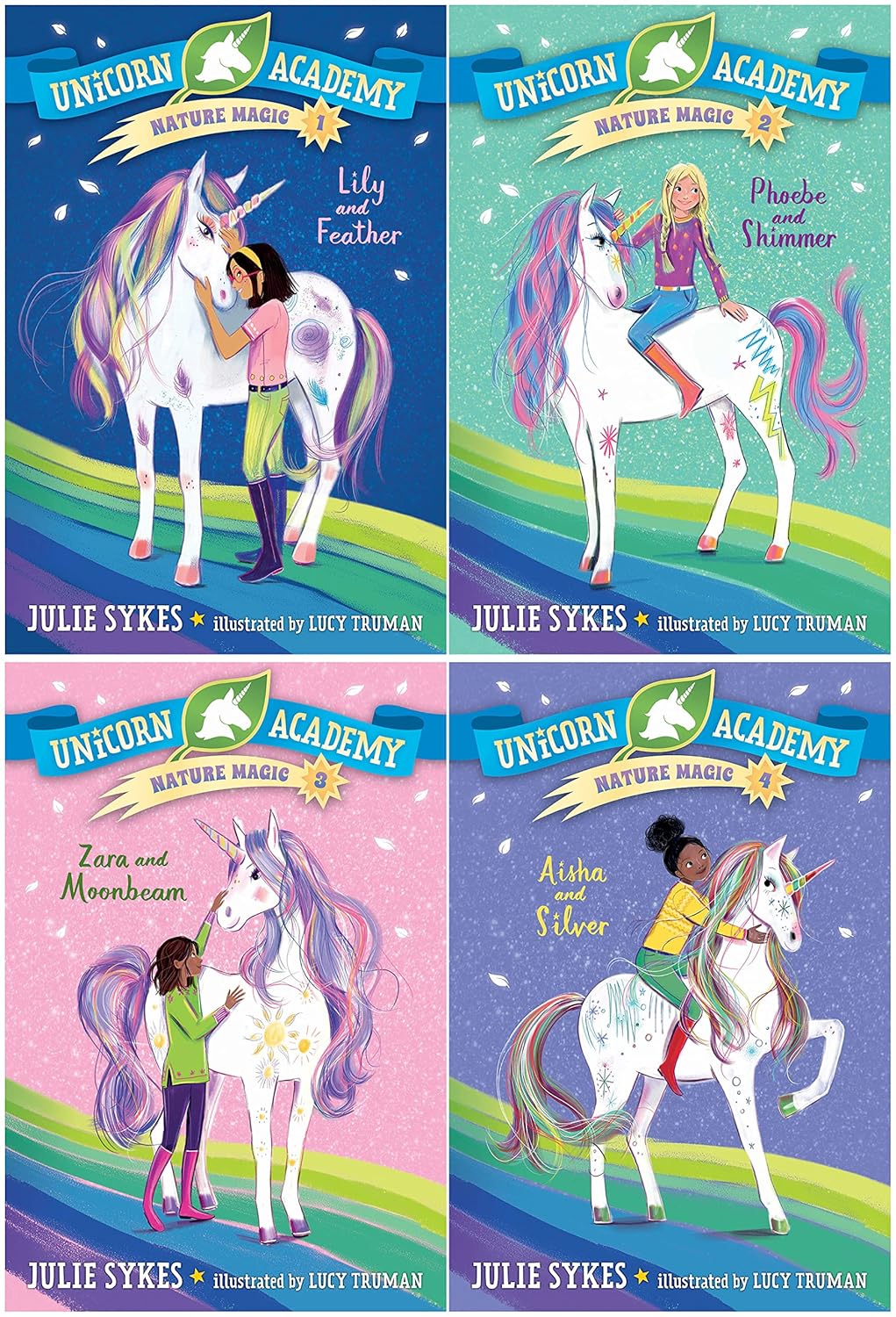 NEW SET! Unicorn Academy Nature Magic Series 4 Books Set: Julie Sykes ...