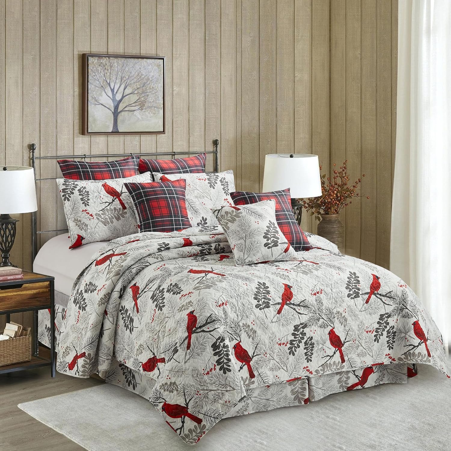 Amazon.com: Virah Bella 3 Piece Full/Queen Lodge Quilt Bedding Set ...