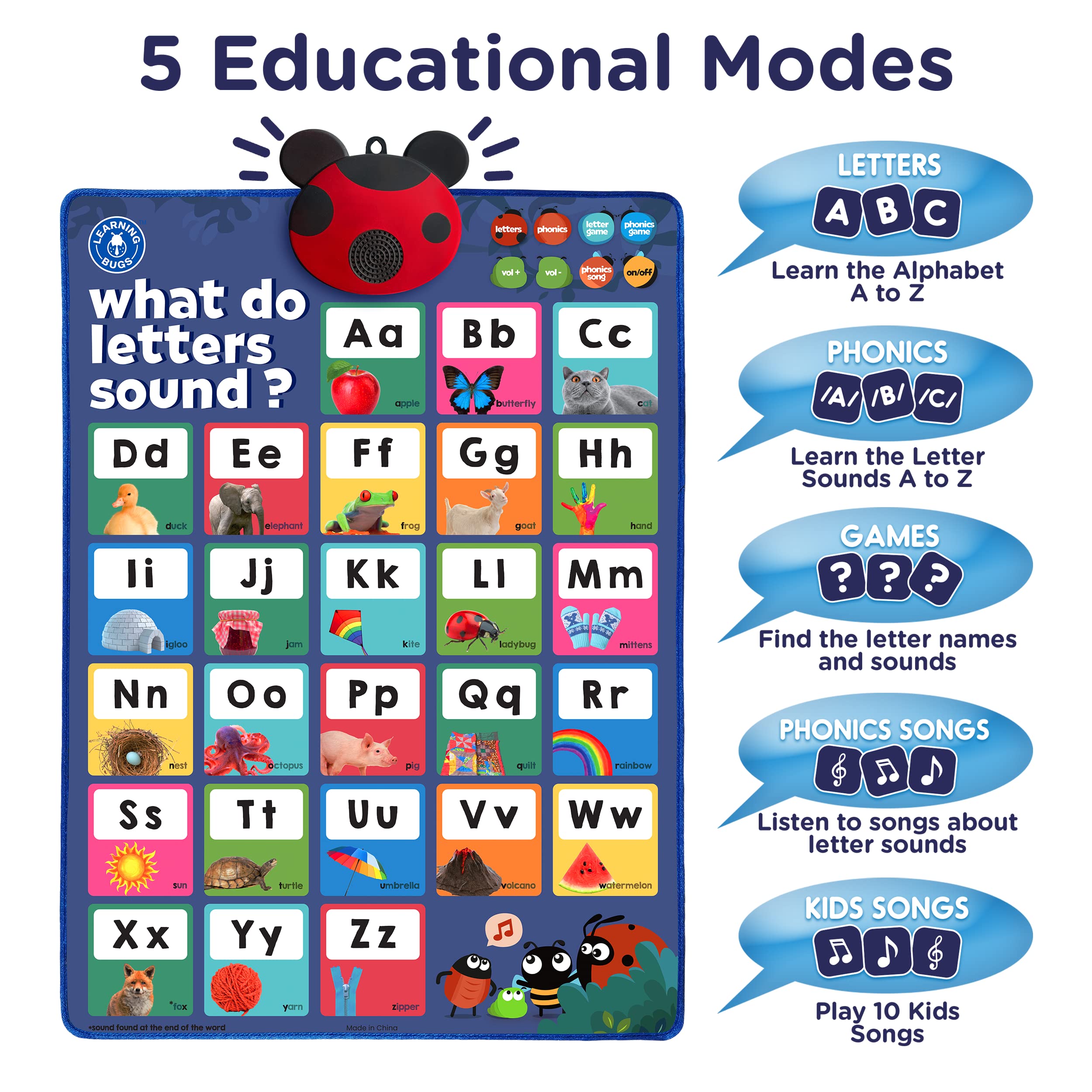 Buy LEARNING BUGS Press to Learn Phonics, Interactive Letters and ...