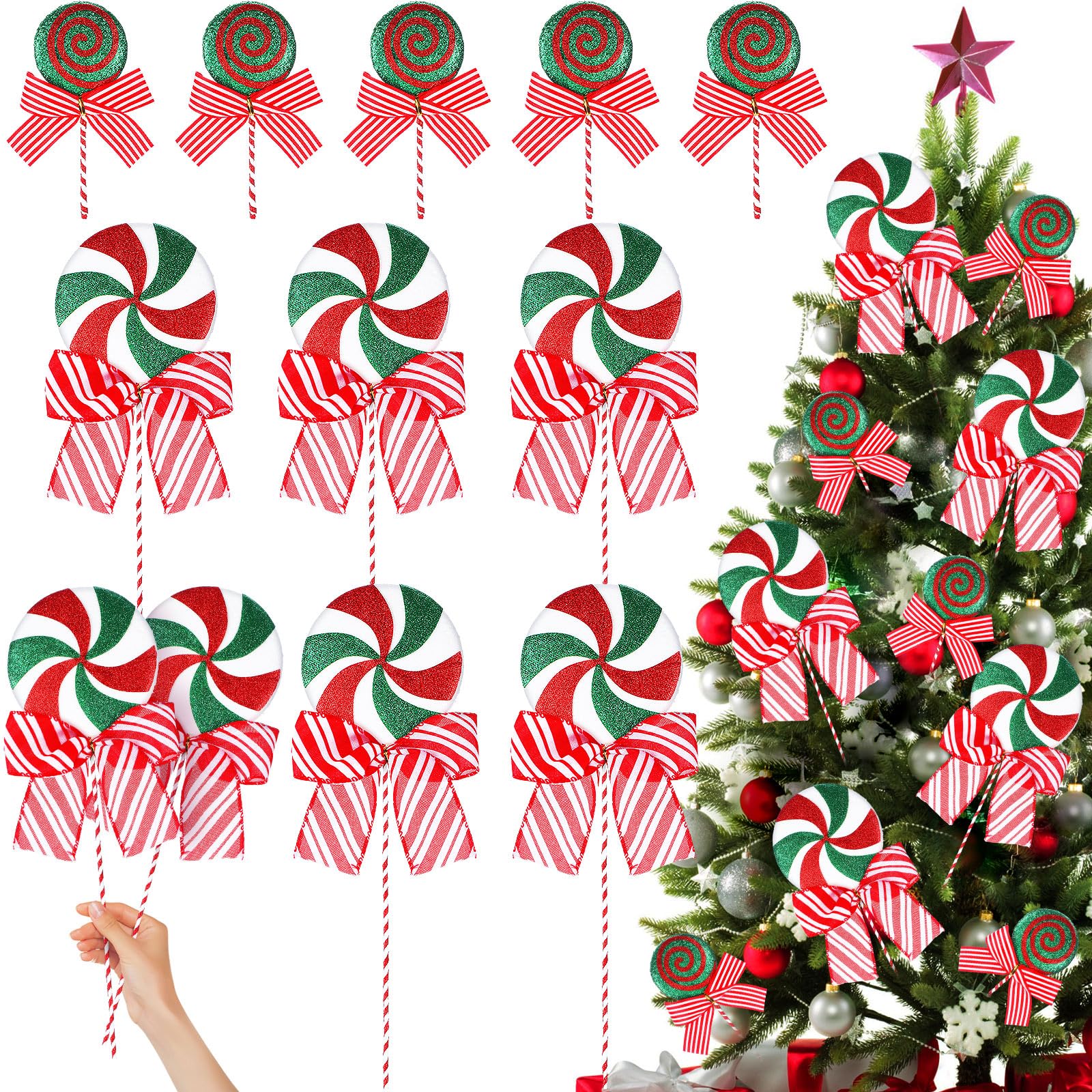Amazon.com: 10 Pcs Large Candy Land Christmas Ornament Peppermint Candy ...