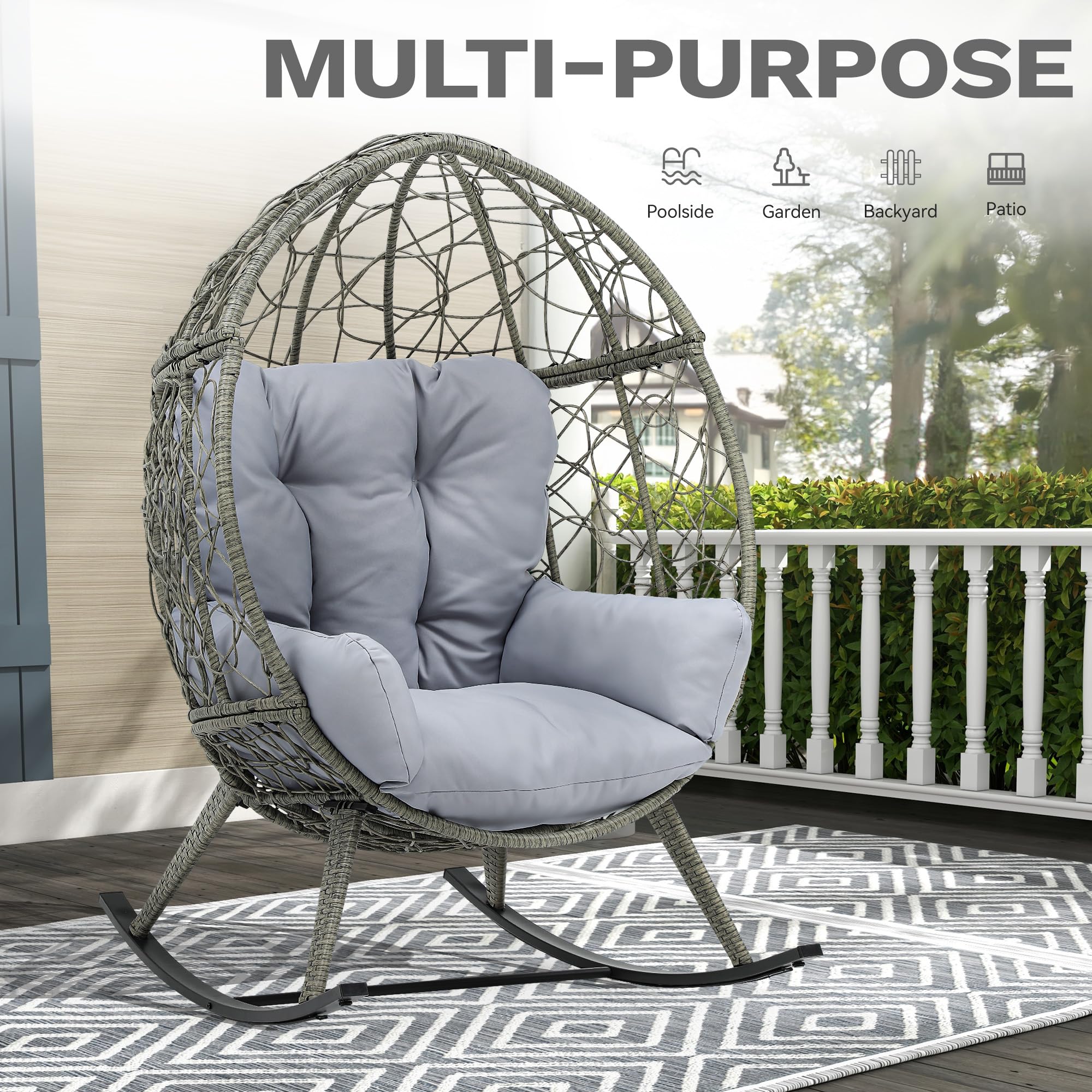 Snapklik.com : Wicker Rocking Egg Chair, Oversized Indoor Outdoor ...