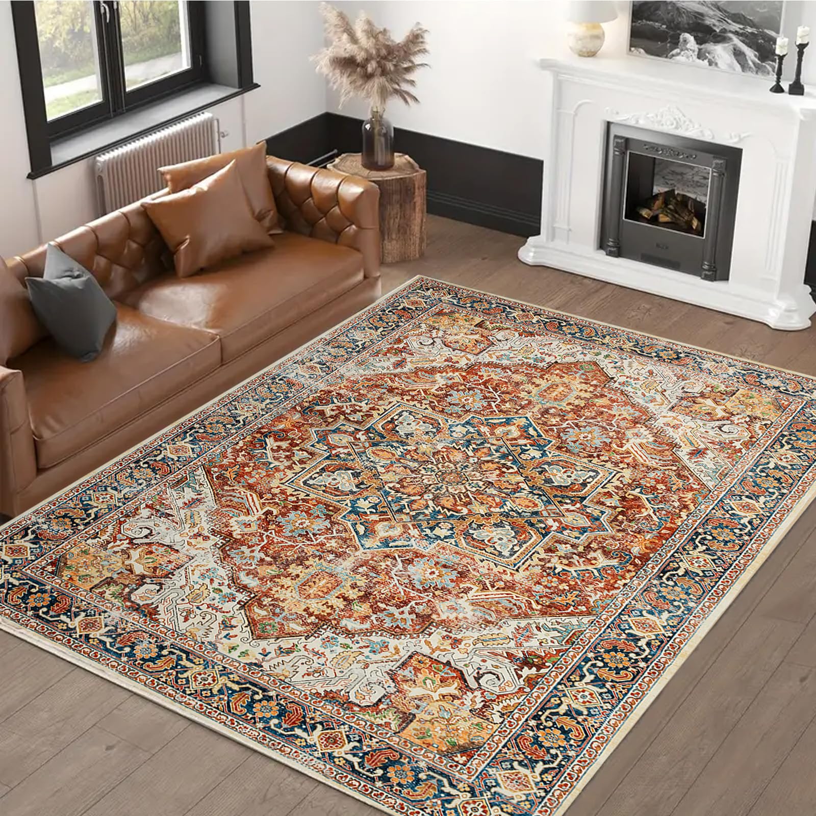 6x9 Area Rugs for Living Room,Boho Area Rugs 6x9 for Bedroom,Low-Pile ...