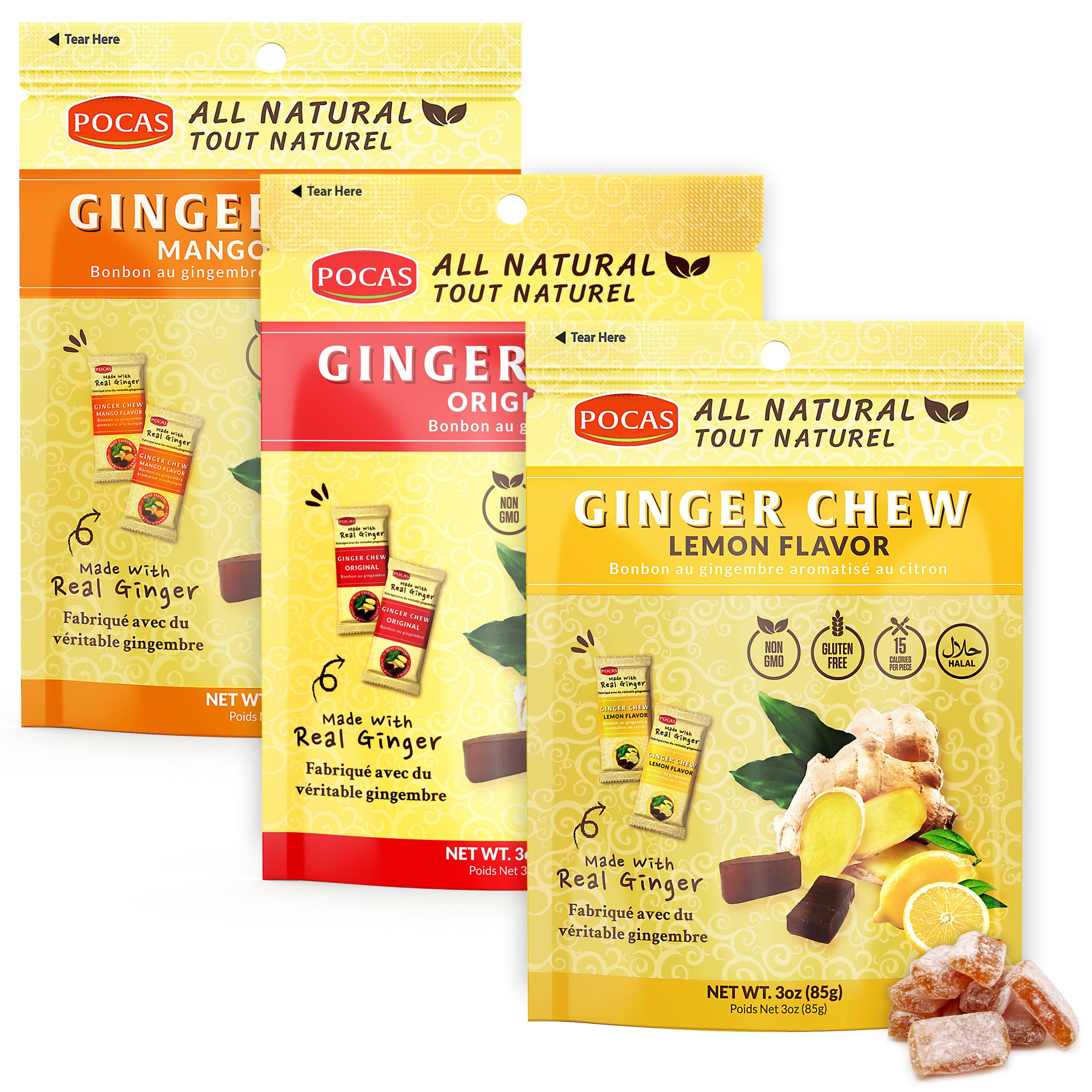 Snapklik.com : Pocas Ginger Chews, Variety Pack - Mango, Original, And ...