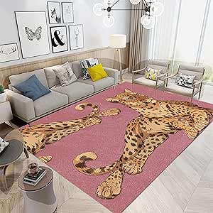 Mid Century Modern Area Rug 3x4ft Animal Print Rug Yellow Cheetah ...