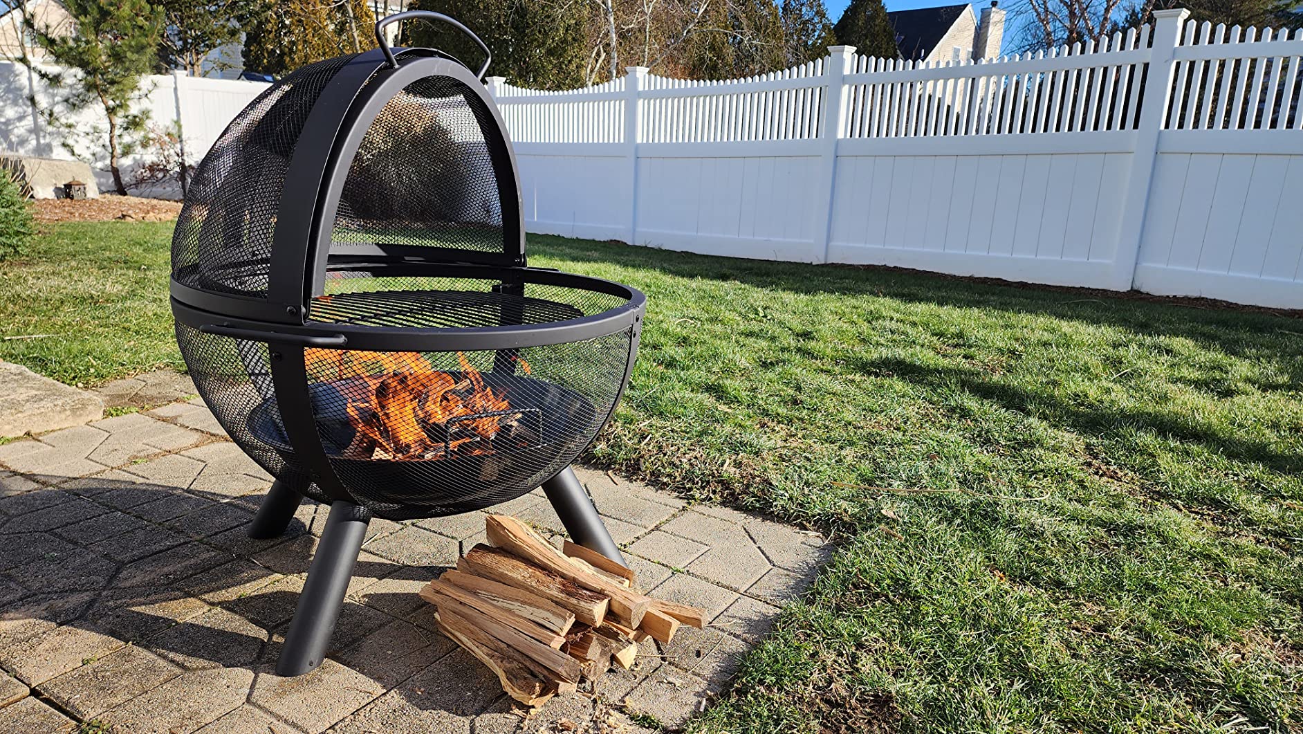 $23/mo - Finance Ikuby Ball of Fire Pit 35" Outdoor fire Ball with BBQ ...