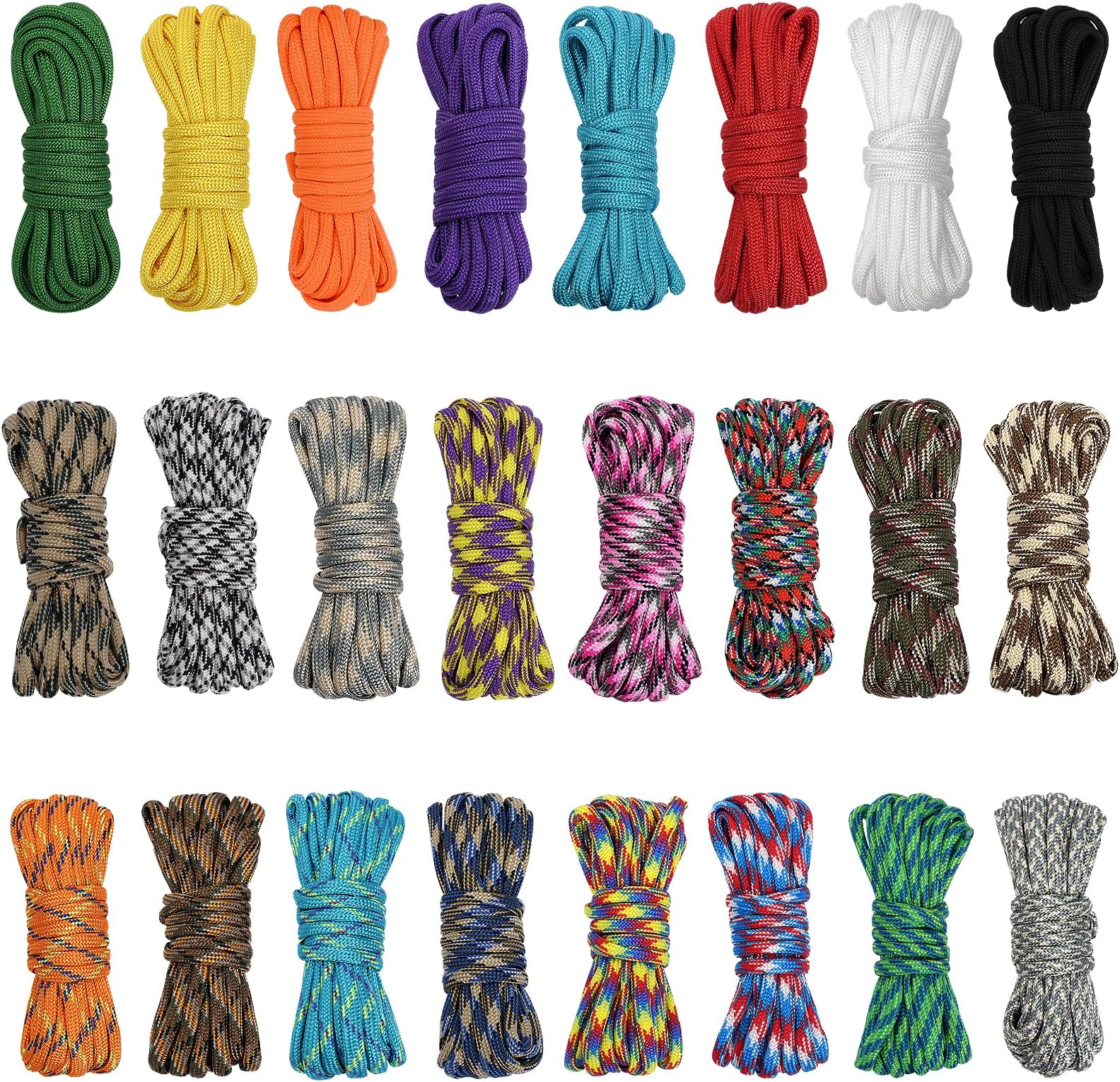 UOOOM 10 pcs Color Paracord Bracelet Rope Parachute Cord Outdoor ...