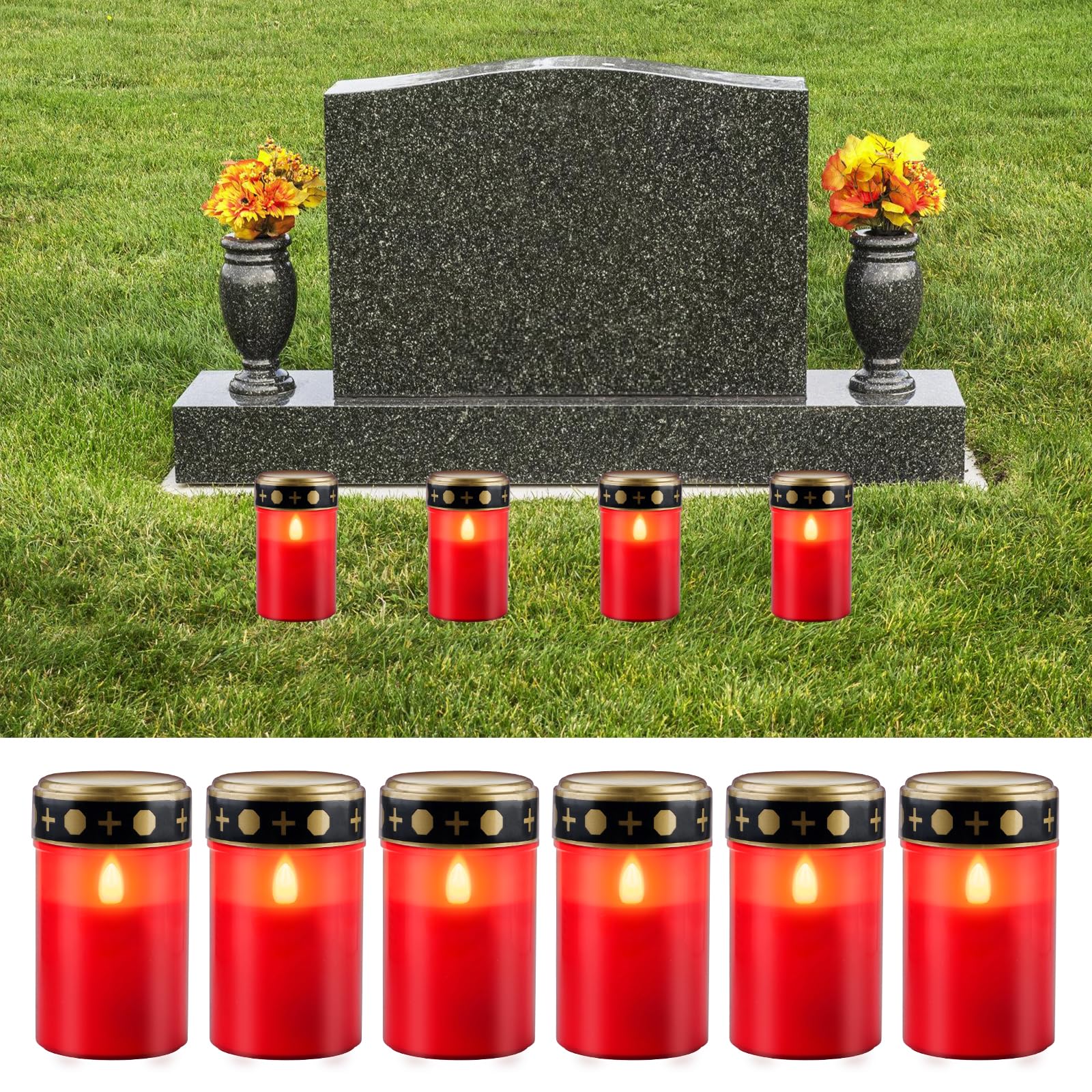 Illuminated Grave Lights Illuminated Cemetery In Iceland Stock Photo