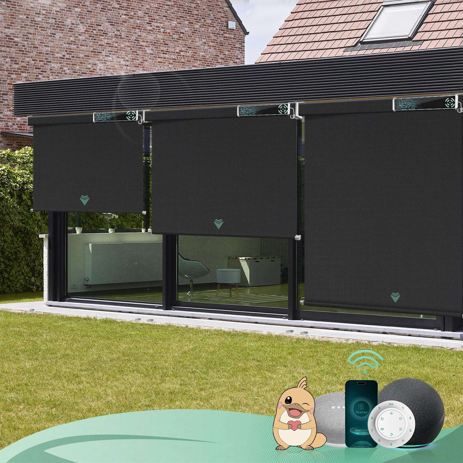 Amazon.com: Yoolax Motorized Outdoor Shades Smart Blinds Compatible ...