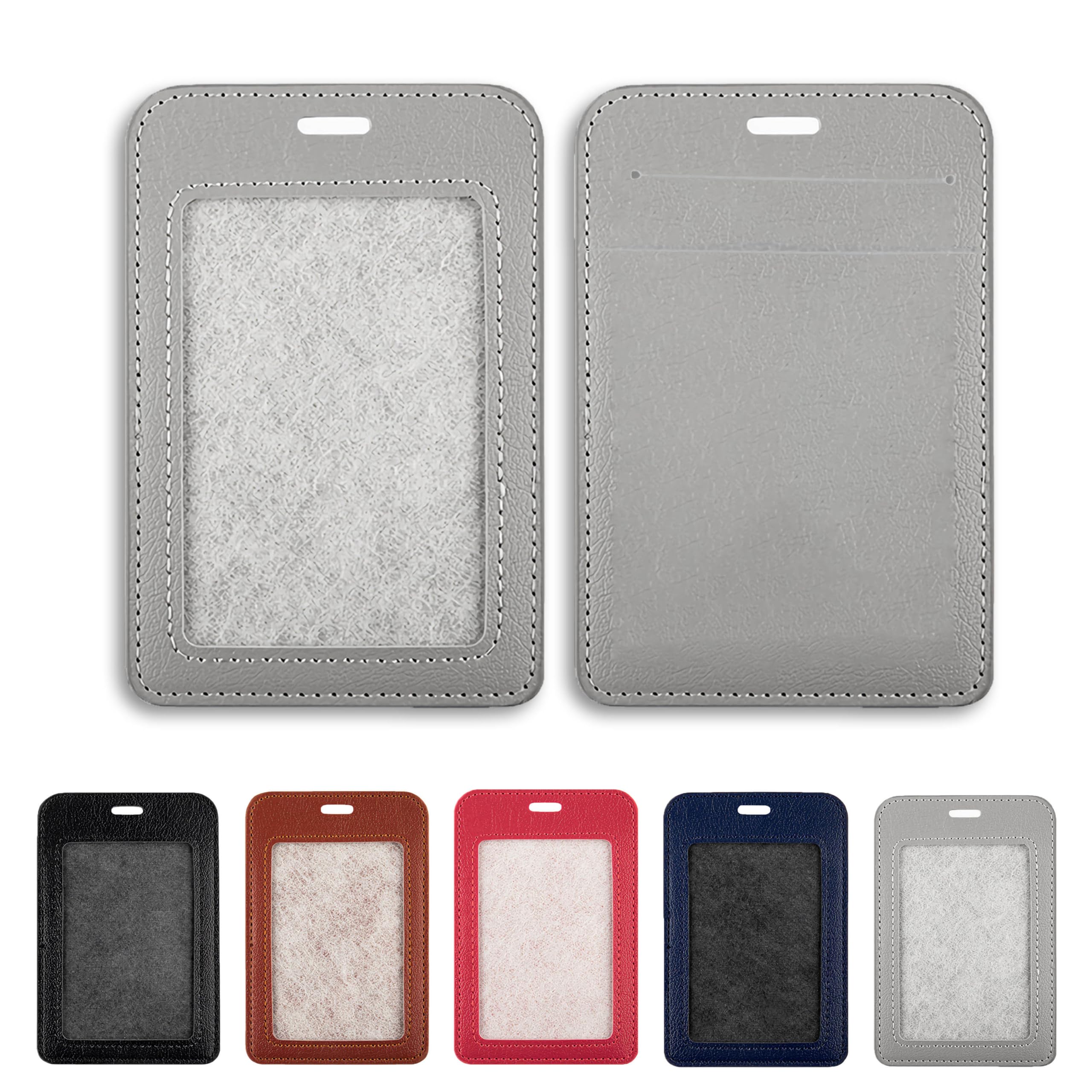 Amazon.com : 2 Pcs Leather ID Badge Holder, Vertical ID Badge Holder ...