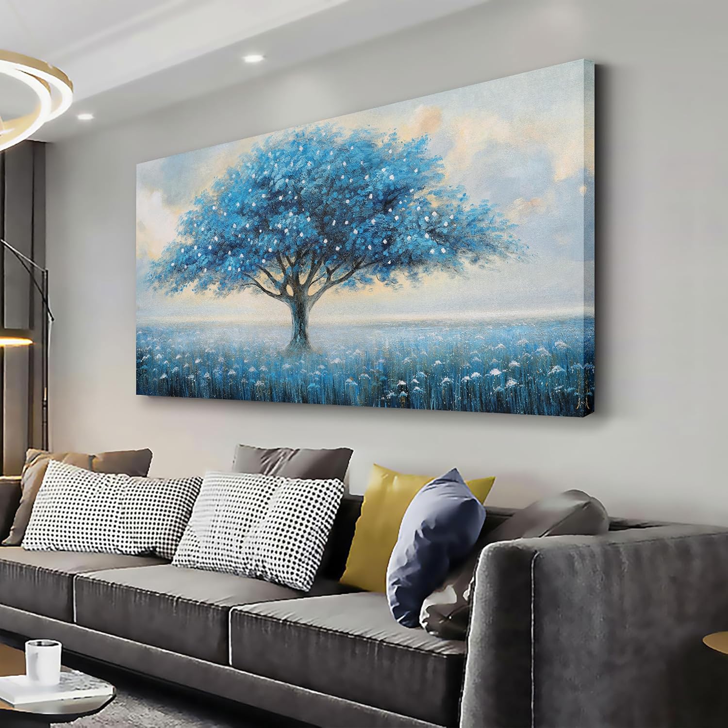 Amazon.com: Glvzygy Blue Tree of Life Wall Art Abstract Modern Artwork ...