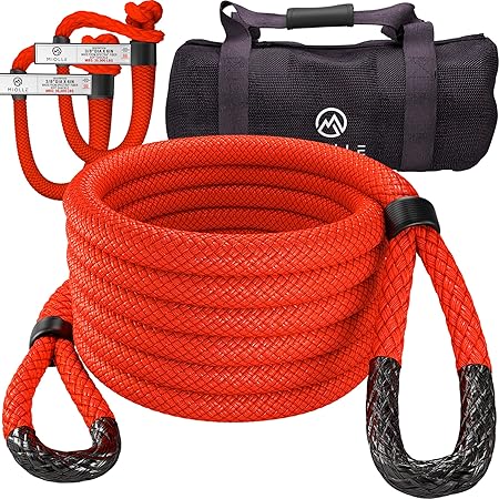 Amazon.com: Miolle 7/8" x 30' Kinetic Recovery & Tow Rope, Red (29,300 ...