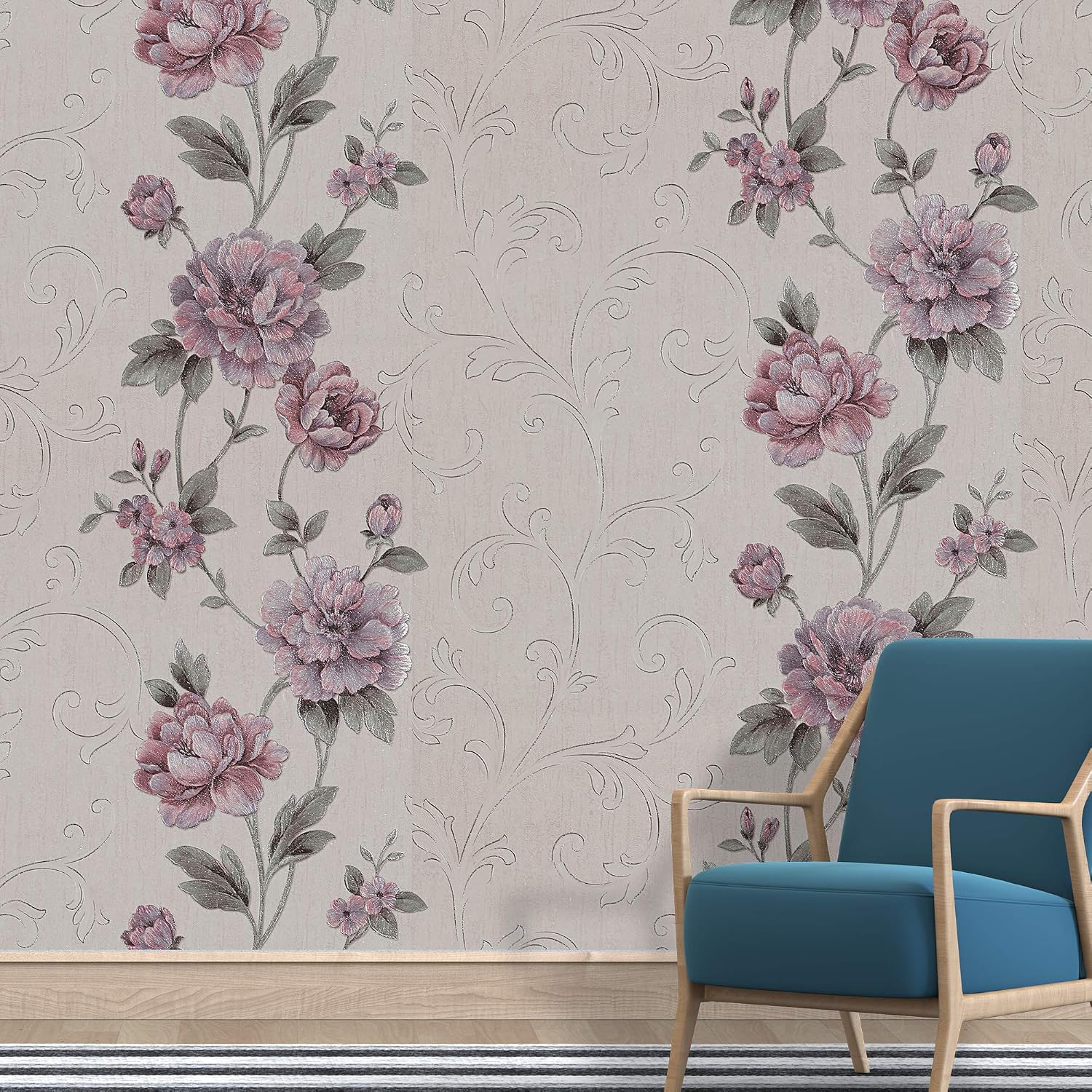 WallMall Designer 3D Floral Leaves Wallpapers for Walls Living Room ...