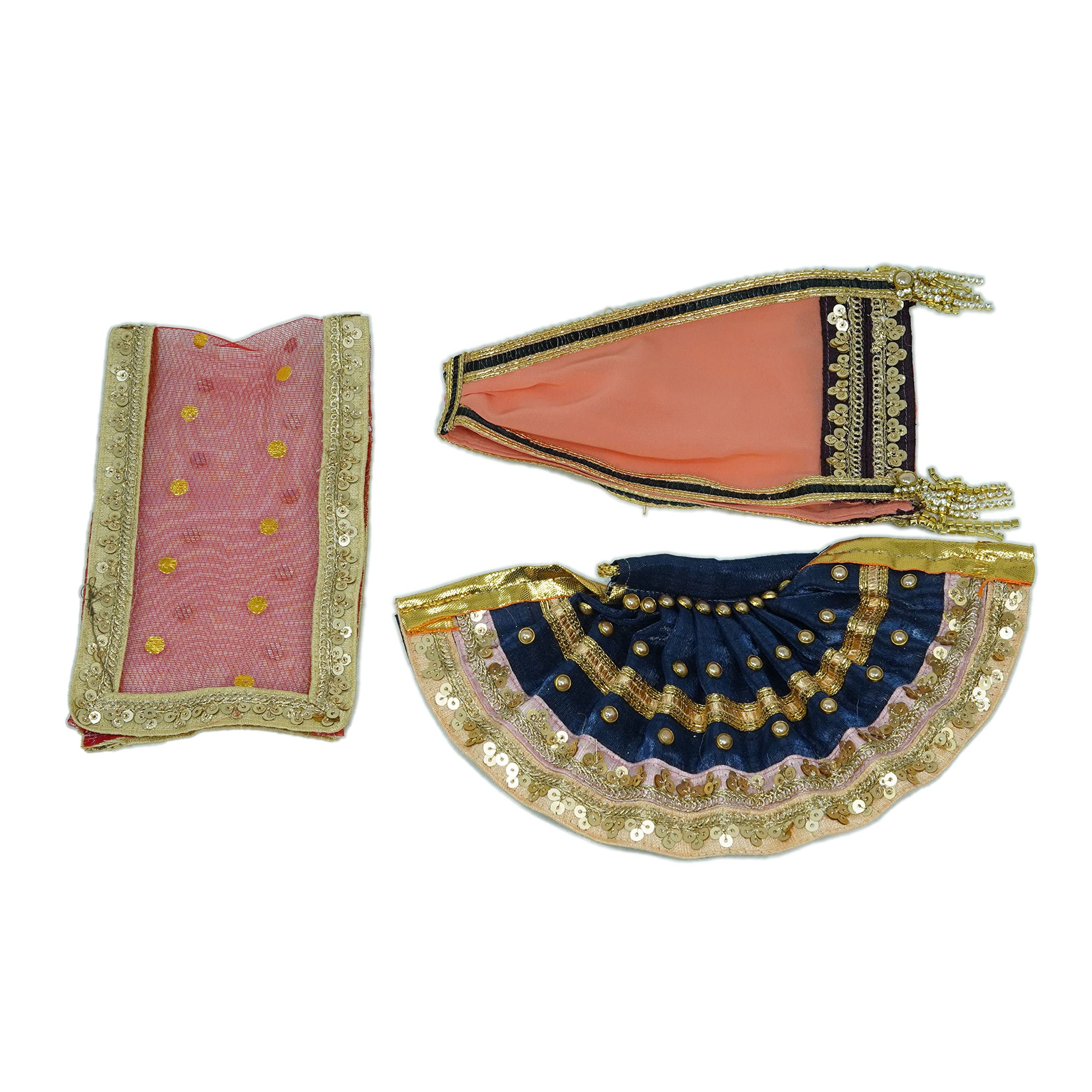 Buy Swastikunj Beautiful Devi Maa Dark Blue Satin Fabric Dress/Poshak ...