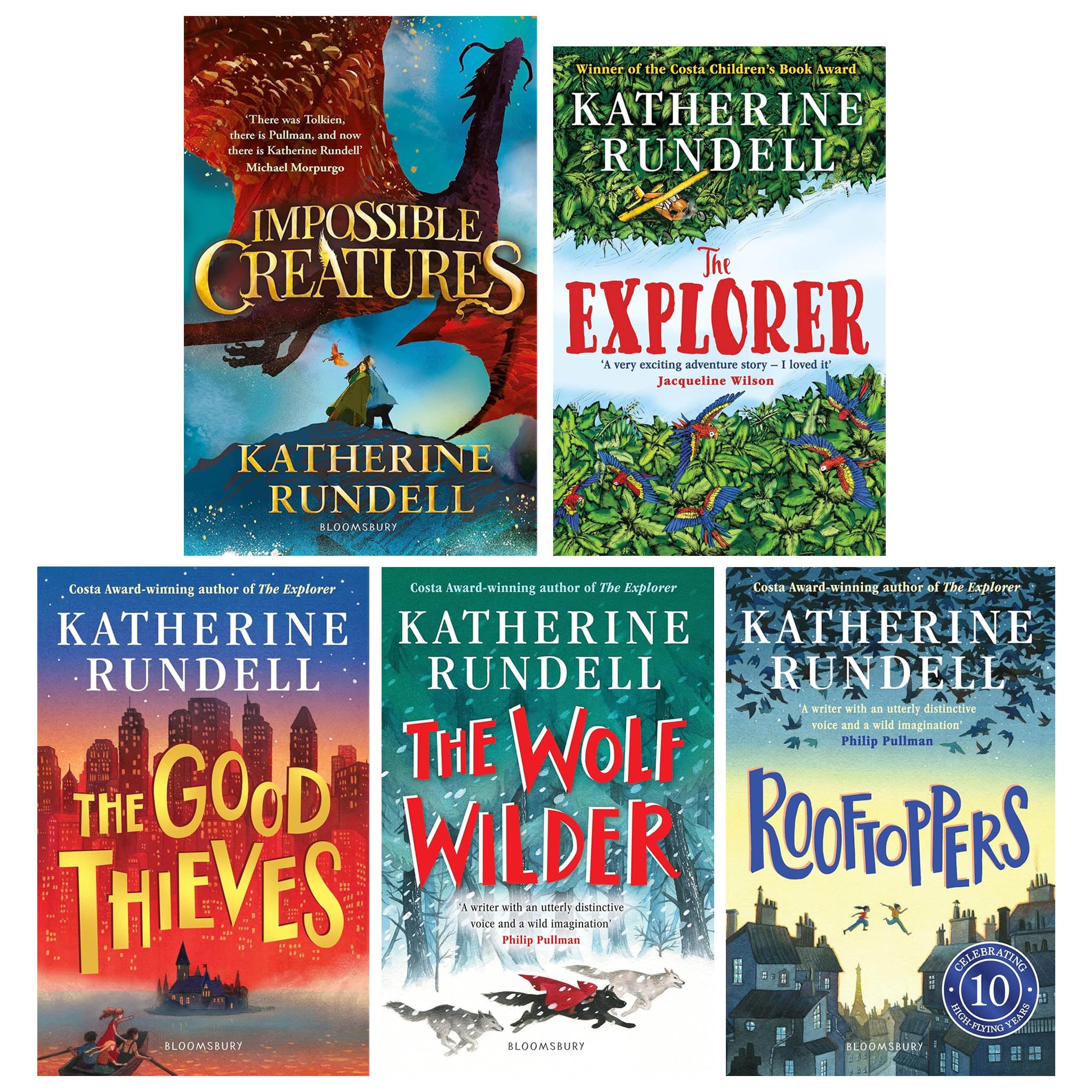 Katherine Rundell 5 Books Collection Set (Rooftoppers, The Wolf Wilder ...