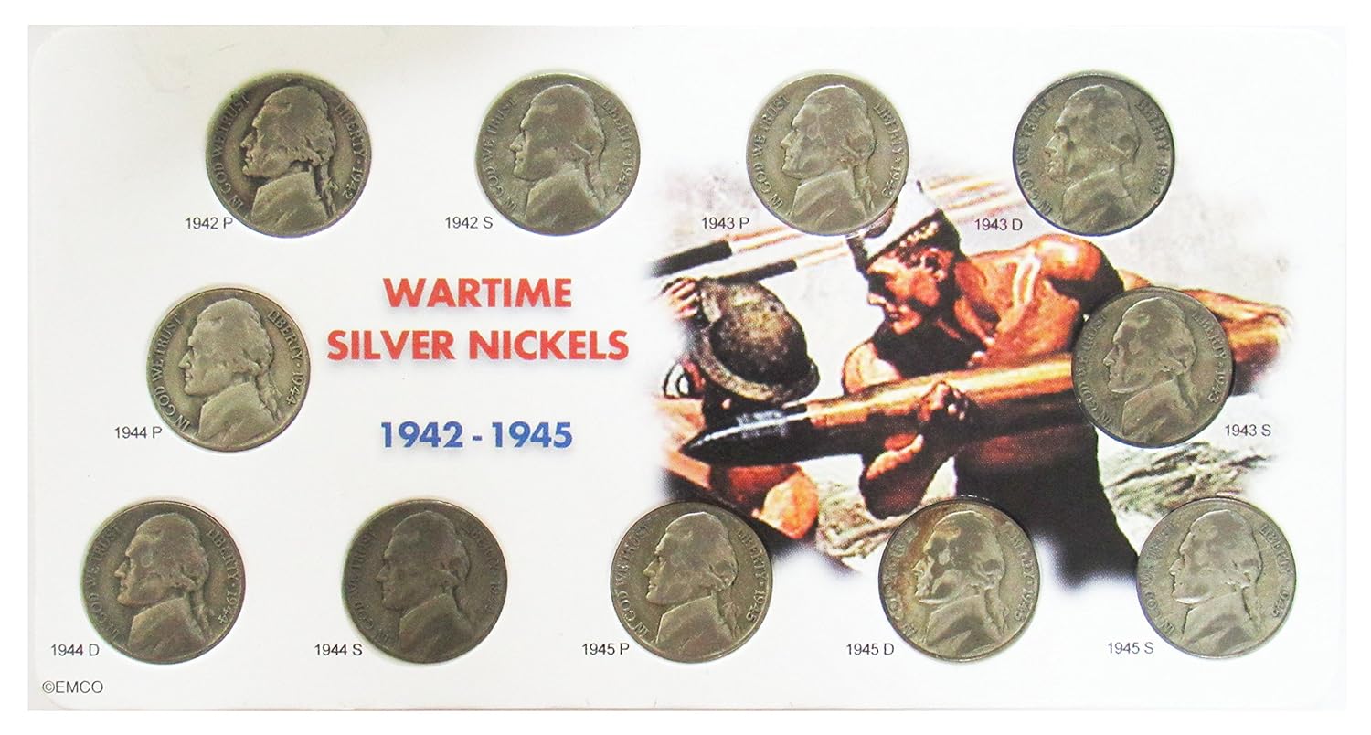 1942-1945 Wartime Silver Nickel 11 Coin Set Circulated at Amazon's ...