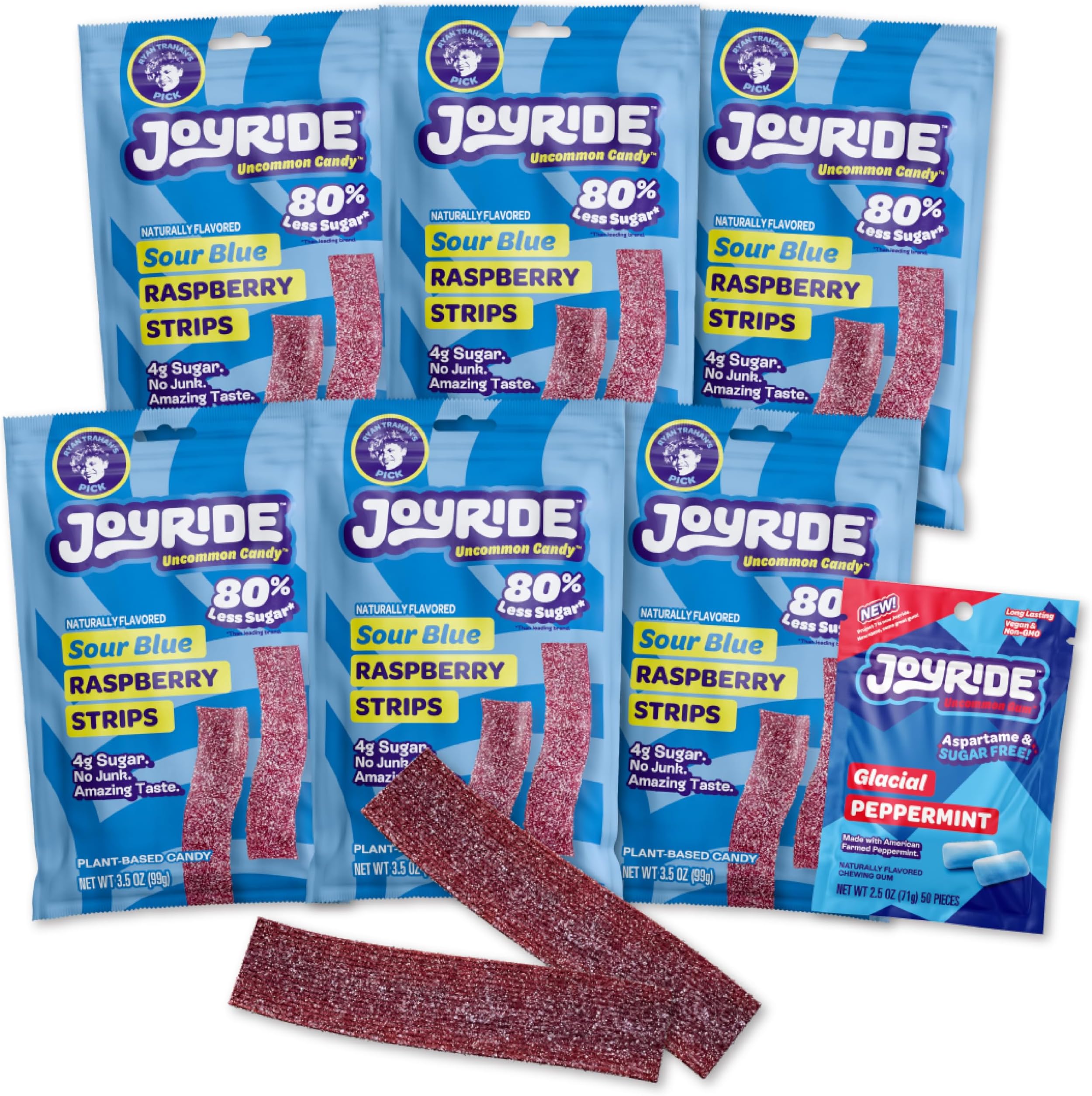 Amazon.com : JOYRIDE Blue Raspberry Sour Strips - 3.5 oz 6-Pack Bundle ...