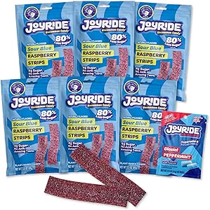 JOYRIDE Blue Raspberry Sour Strips - 3.5 oz 6-Pack Bundle with 2.5oz ...