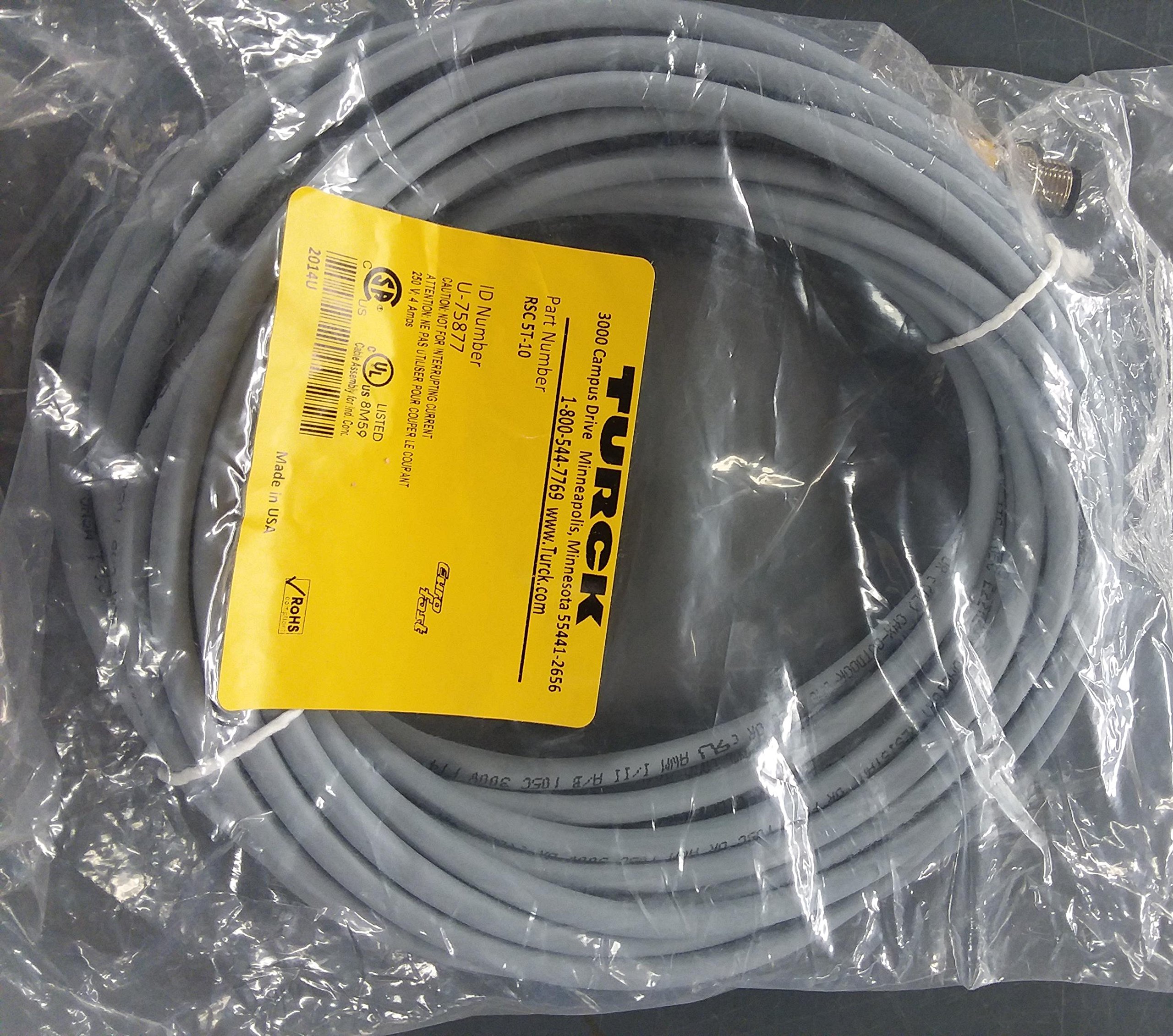 Turck, RSC 5T-10, Single-ended Cordset, Straight Male M12 eurofast ...
