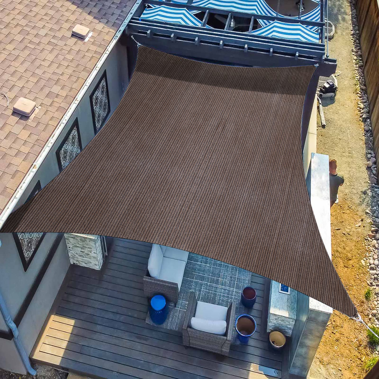 SUNLAX Sun Shade Sail, 13'x20' Brown Rectangle Canopy Shades for ...