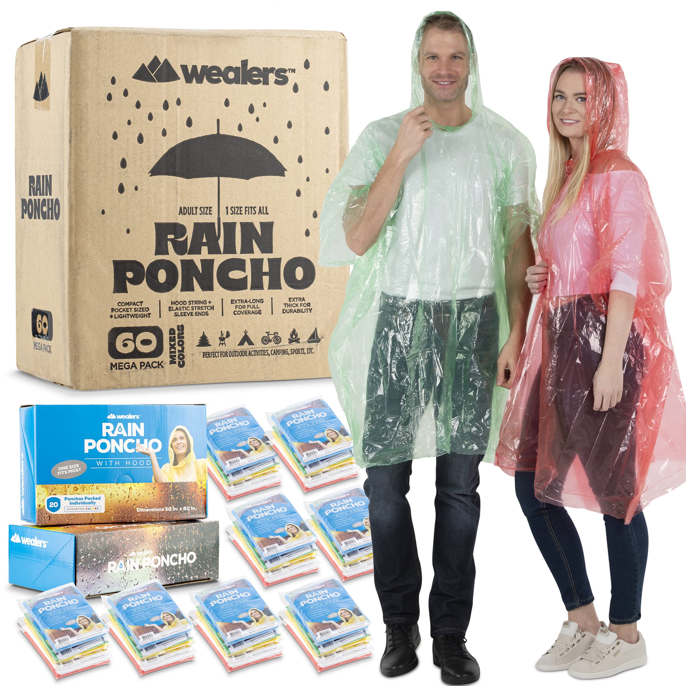 Snapklik.com : Wealers Rain Ponchos For Adults Teens Disposable Bulk ...