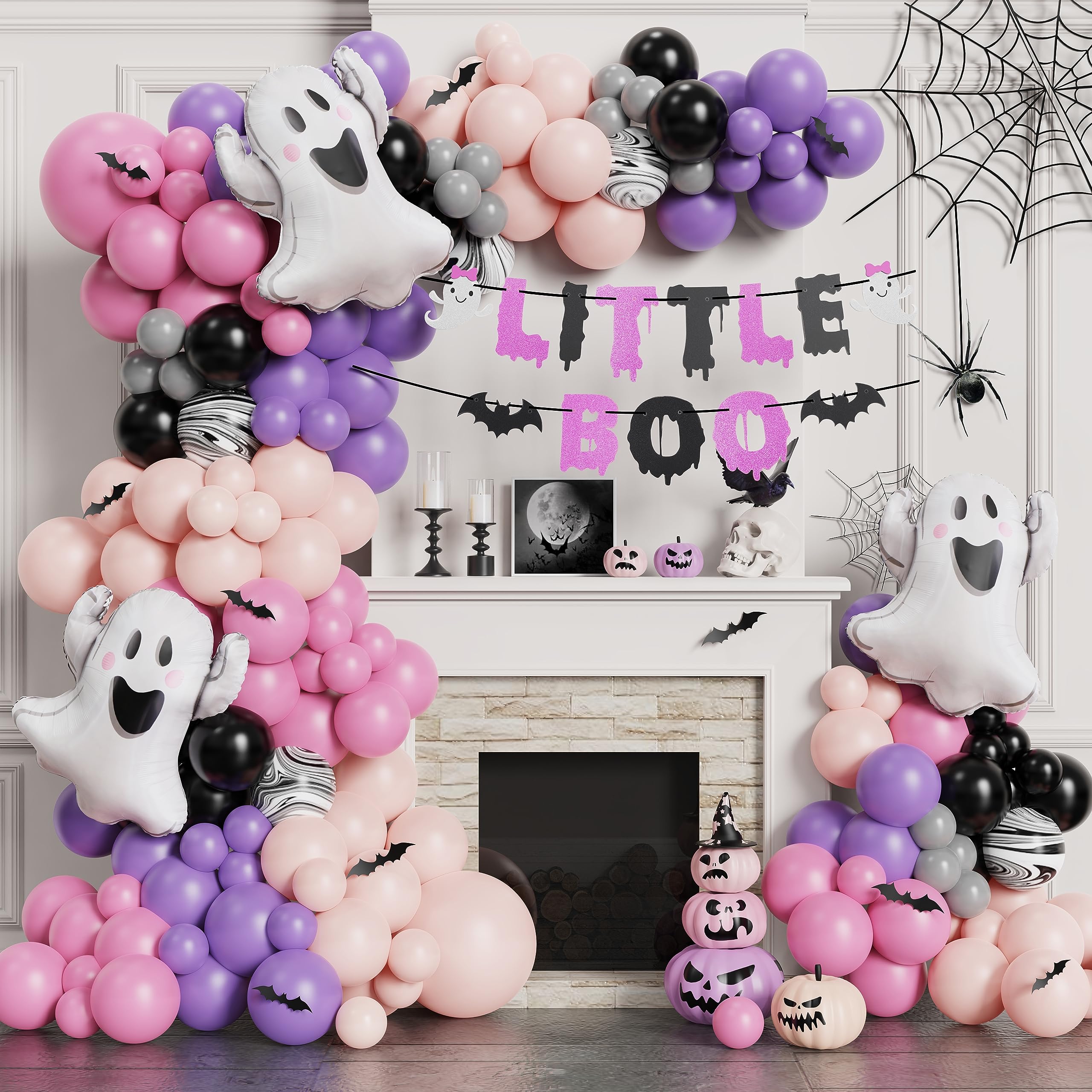 Amazon.com: PageebO Halloween Little Boo Balloon Arch Kit- Rose Pink ...