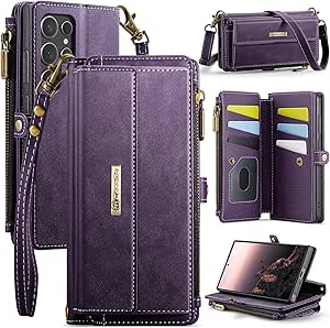 Amazon.com: AUPAI for Samsung Galaxy S25 Ultra Wallet Case with Crossbody and Wrist Strap for ...