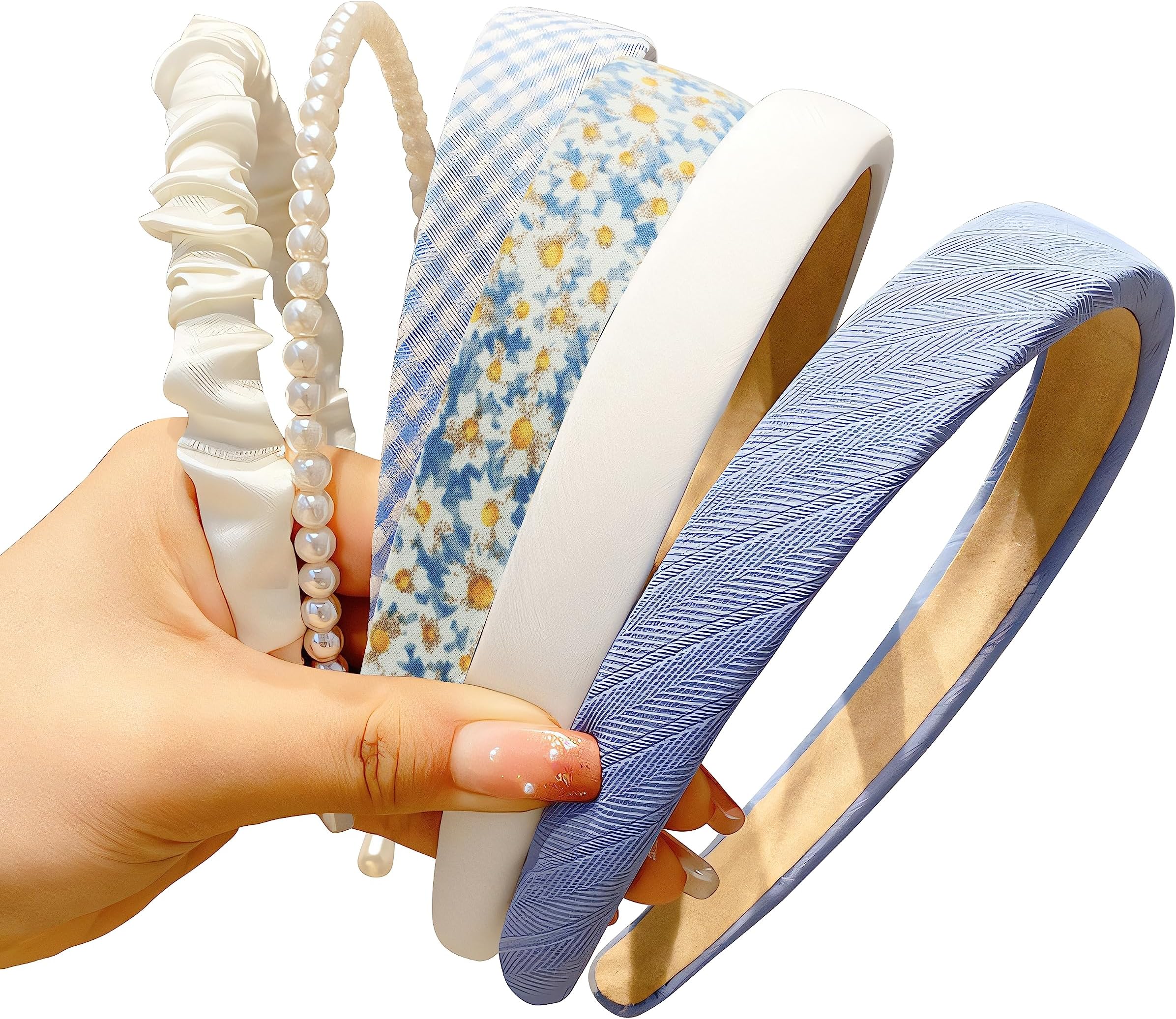 Amazon.com : DOXISHRUKY Fashion Headbands Set, 6pcs Pearl Floral Padded ...