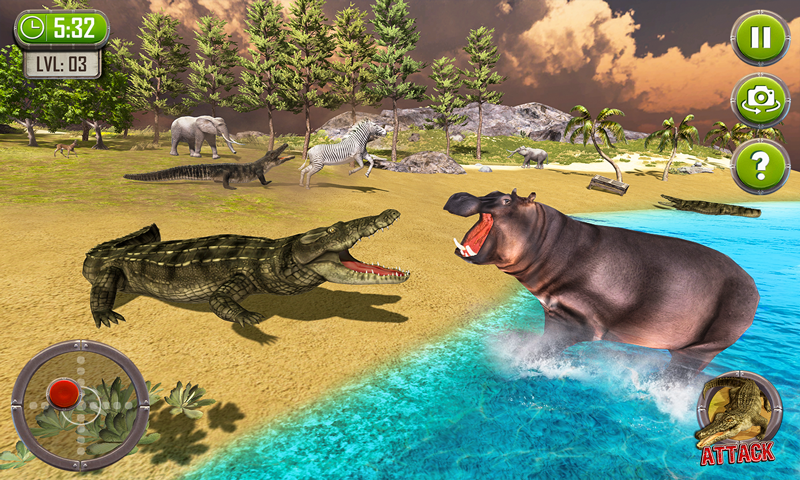 Hungry Animal Attack Crocodile Games: Hunting Clash 3D | Wildlife ...