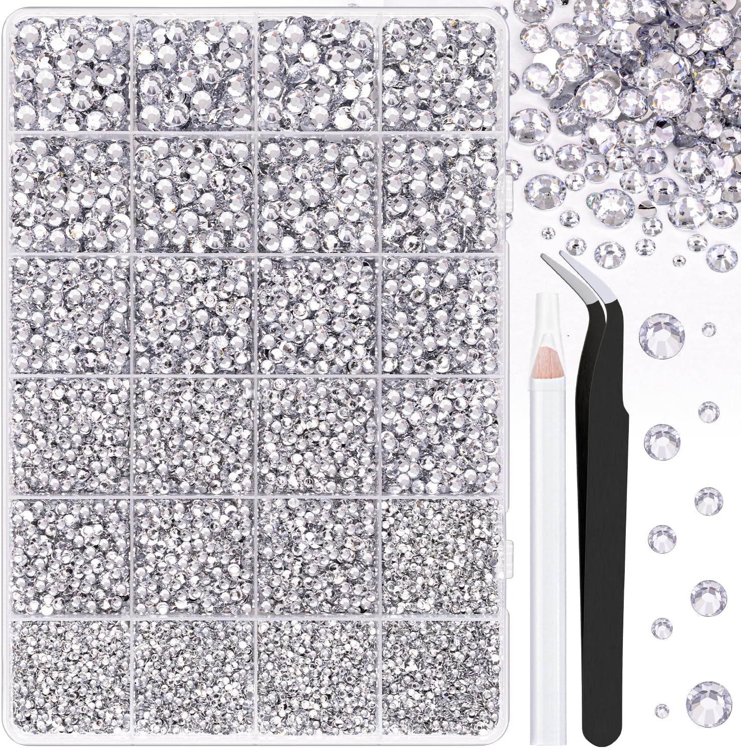 Amazon.com: 3456 Pcs Crystals Diamond Rhinestones AB Clear Flat Back ...