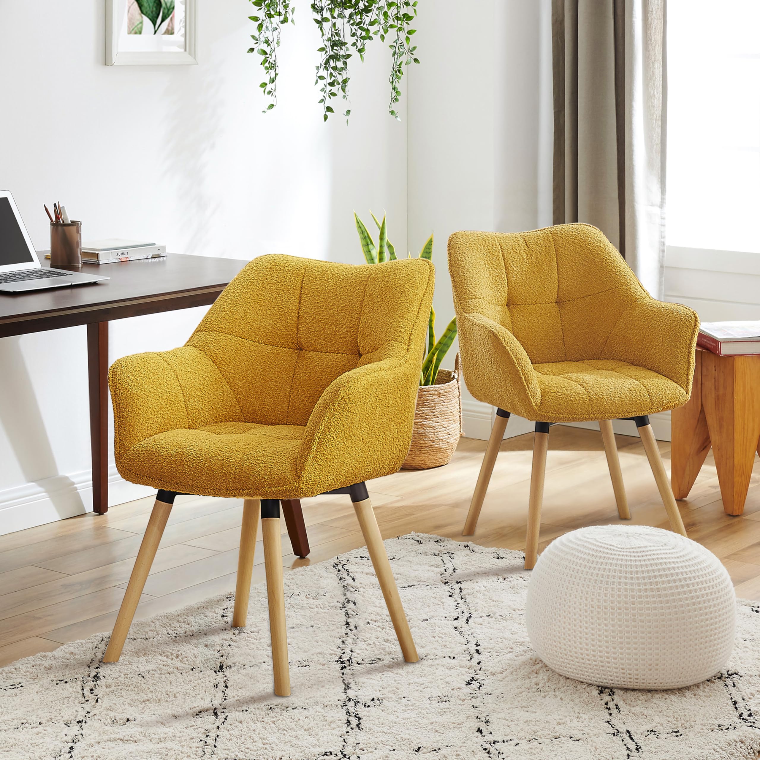Amazon.com: Art Leon Desk Chair No Wheels - Mid Century Modern Office ...