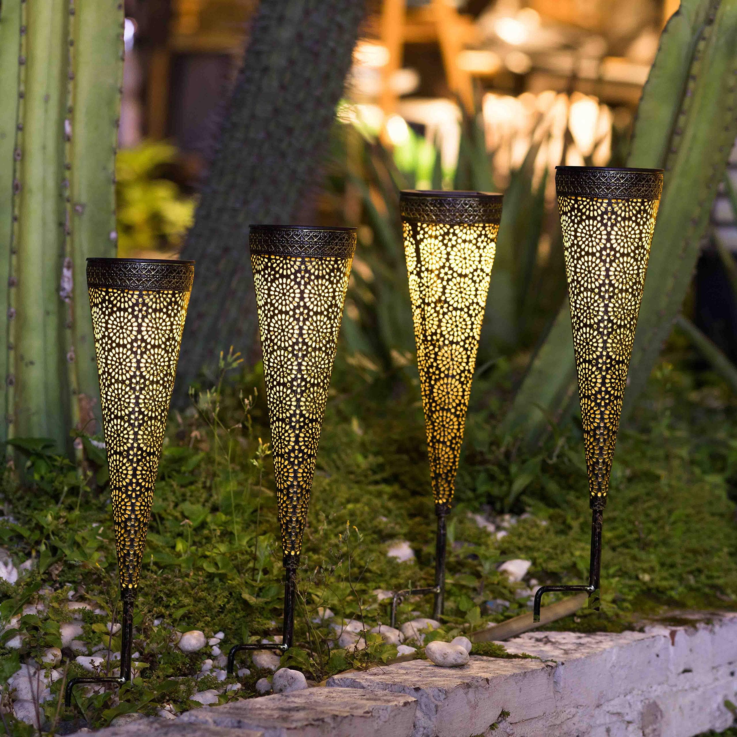 TAKE ME Solar Lights Garden Outdoor Waterproof Metal Decorative Stakes ...