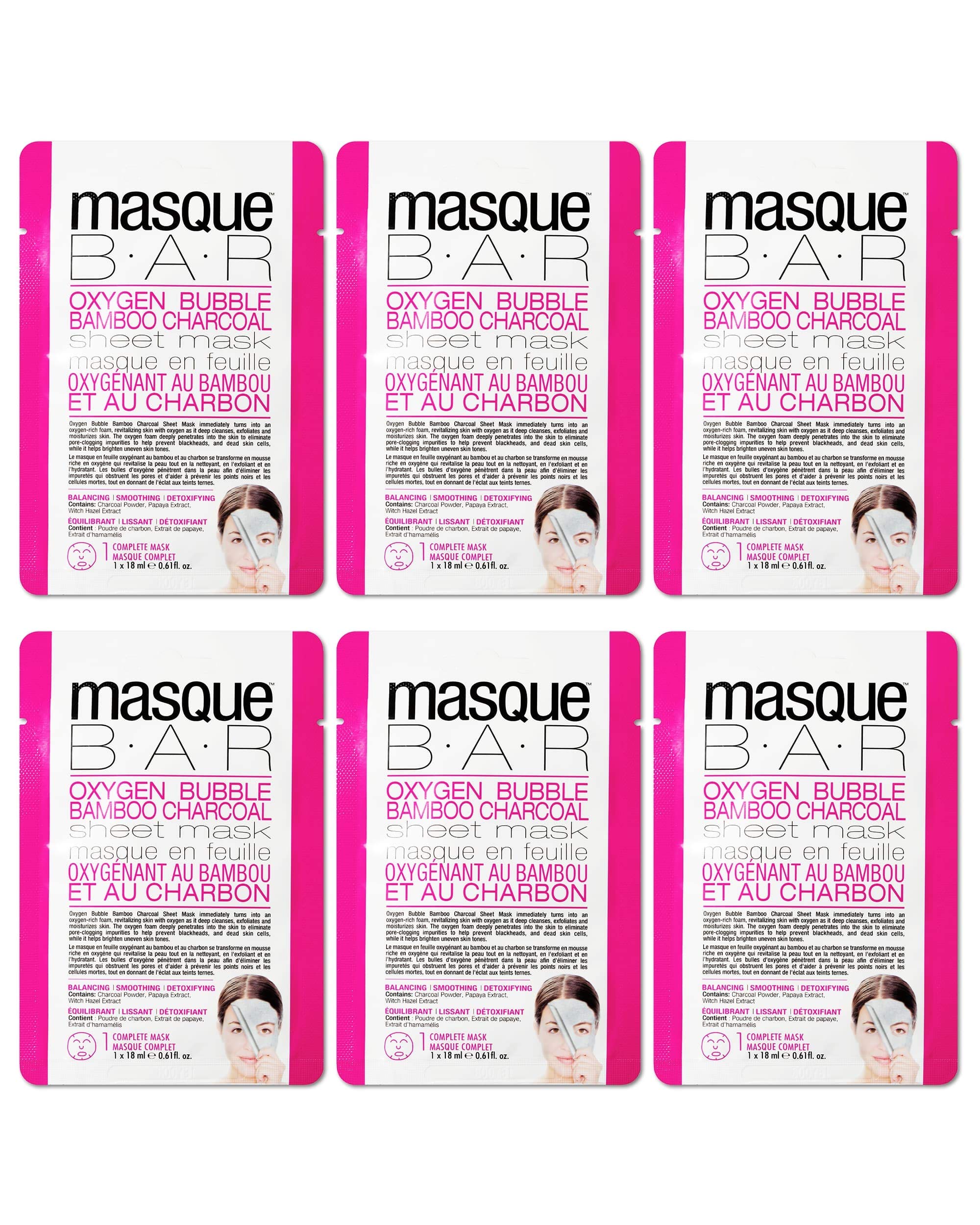 Buy masque BAR Facial Sheet Mask with Oxygen Bubble Bamboo Charcoal (6 ...
