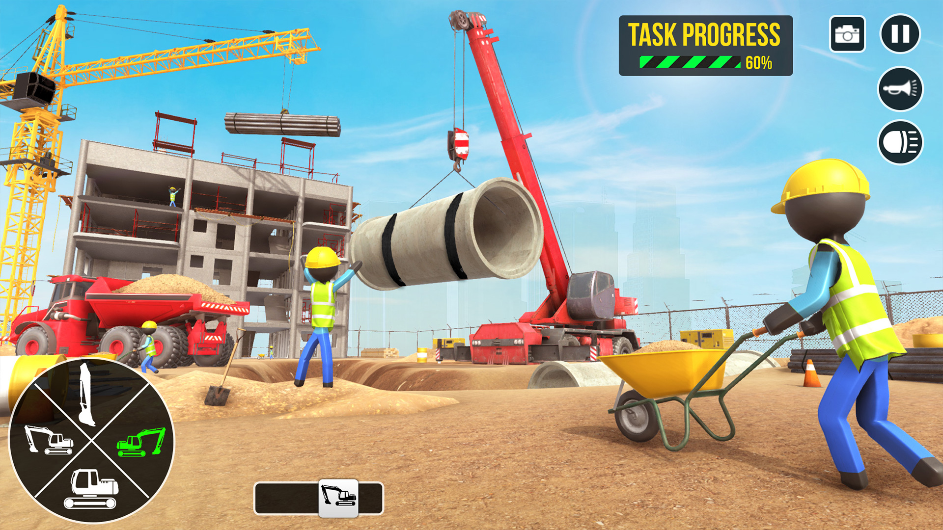 House Construction & City Road Builder 3D Game - Sand Excavator Crane ...