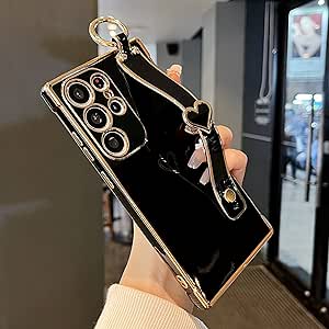 Amazon.com: ZTOFERA for Samsung Galaxy S22 Ultra 5G Case with Wrist Strap,Luxury Cute Plating ...